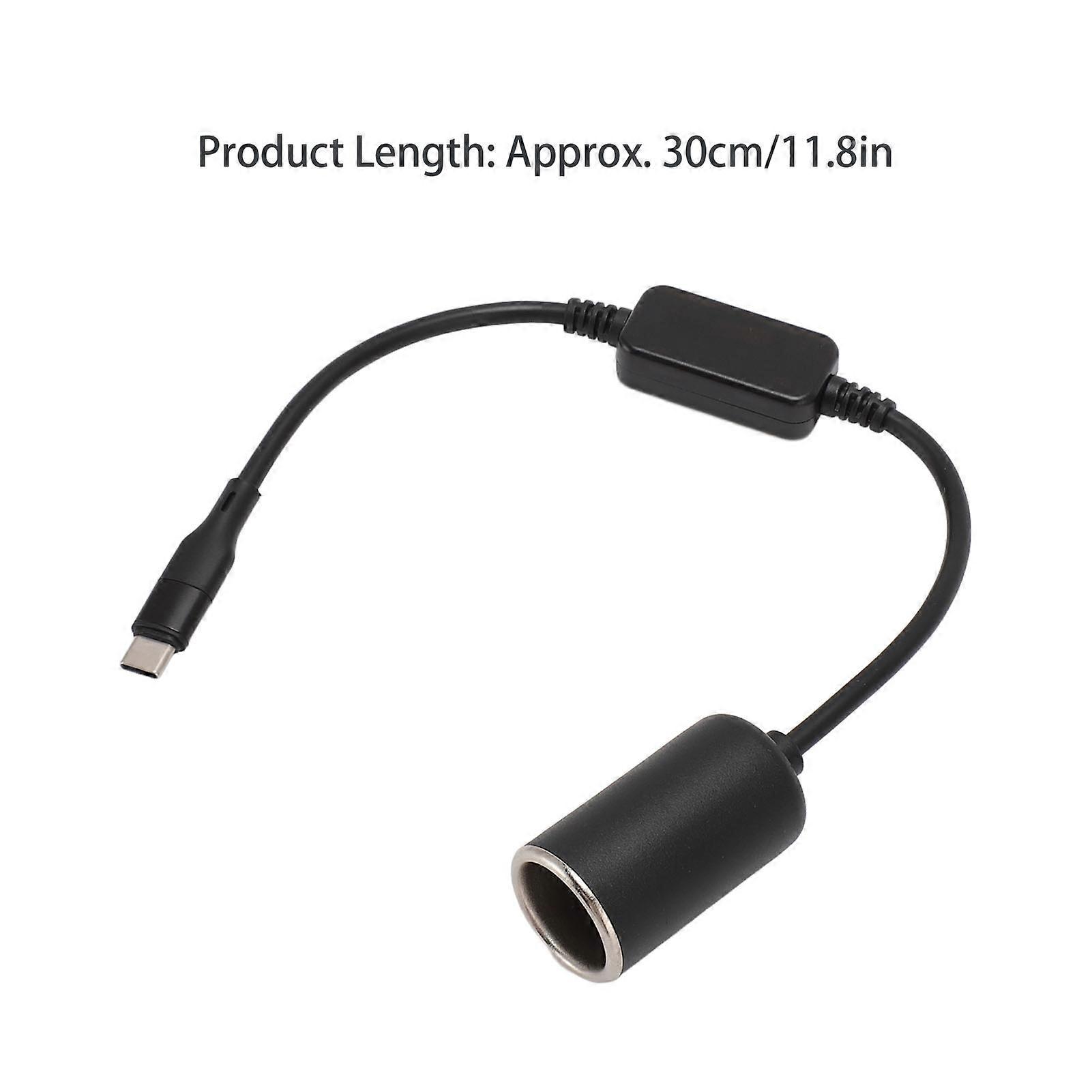 USB C to Cigarette Lighter Adapter Type C Male 5V to 12V Cigarette Lighter Socket Adapter for ...