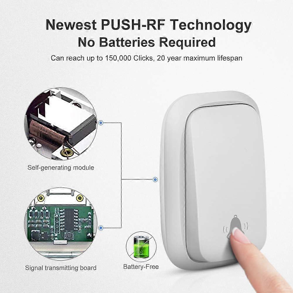 Wireless Doorbell, Auto Powered Doorbell No Battery Required Wireless ...