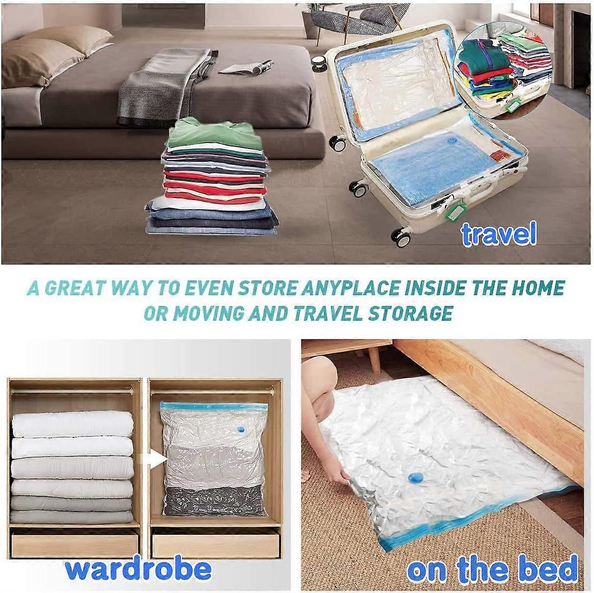 Vacuum Storage Bags,Reusable Travel Vacuum Storage Covers 8 Bags of 2 ...