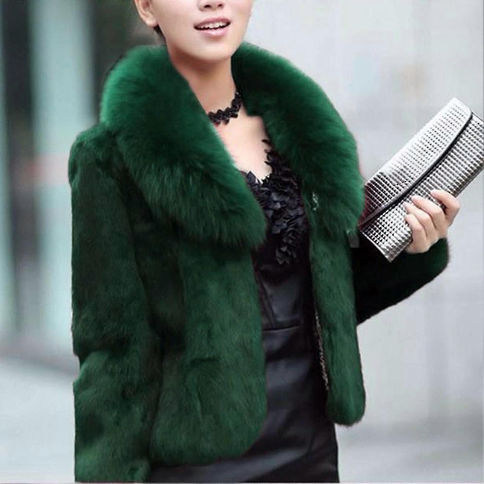 Women's Winter Faux Fur Coat Thick Warm Faux Fur Outwear With Pockets ...