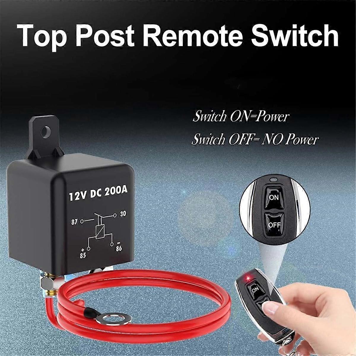 Remote Battery Disconnect Switch 200A 12V Top Post Negative Battery ...