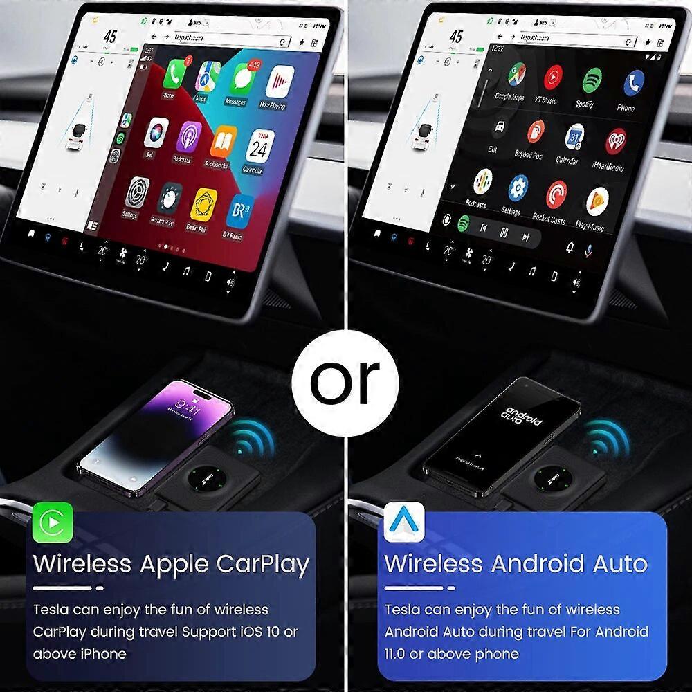 For Tesla Wireless CarPlay Carlinkit T2C Adapter Spotify Waze Car Play ...