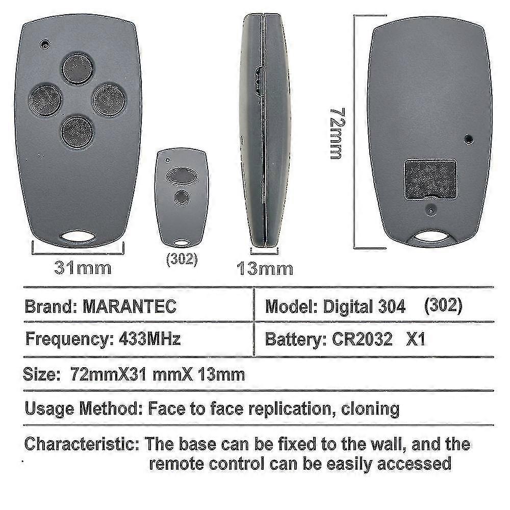 Marantec Digital 302 304 313 Comfort 220 250 252 43392mhz Garage Remote ...
