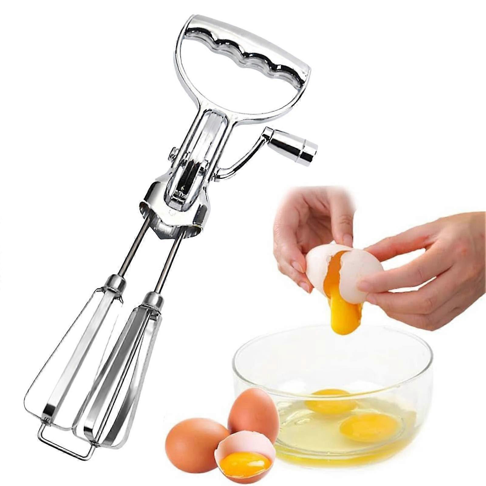Stainless Steel Kitchen Hand Crank Egg Beaters Rotary Hand Whip Whisk ...