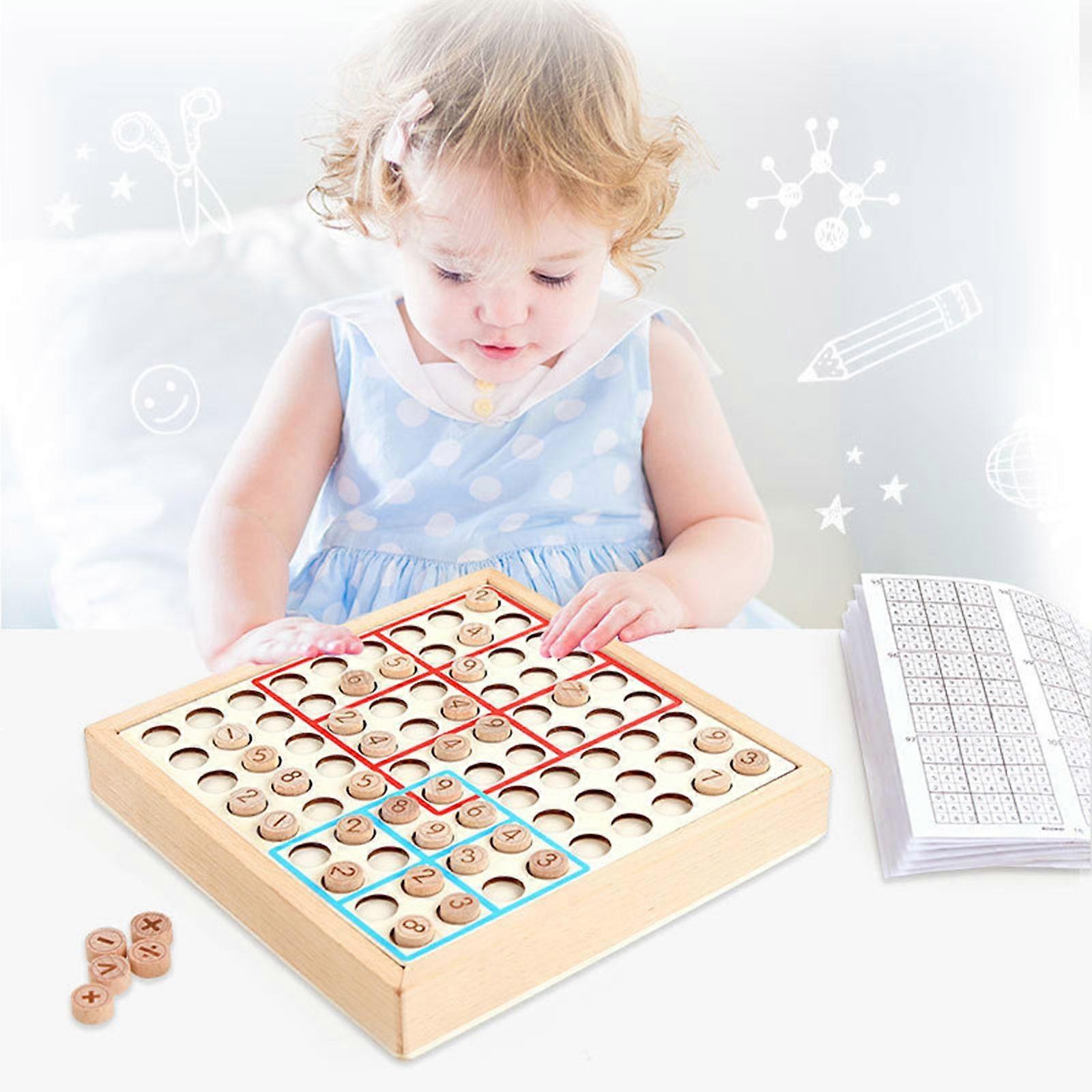 Wooden Sudoku Game Board Educational Toy Train Logical Thinking Ability ...