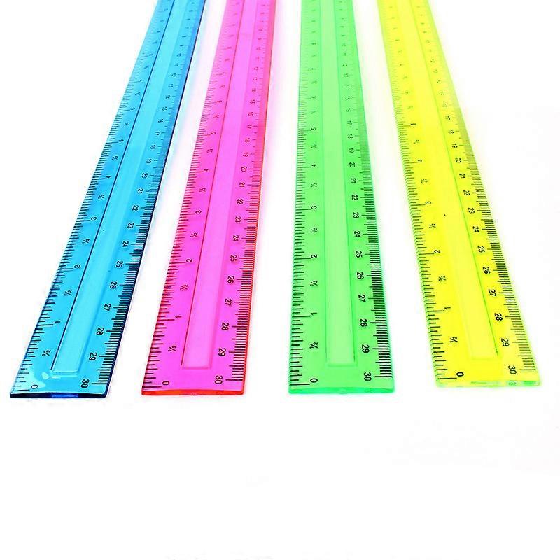 Supplies 4 Plastic Rulers, Bulk Shatterproof 12 Inch Ruler For School ...
