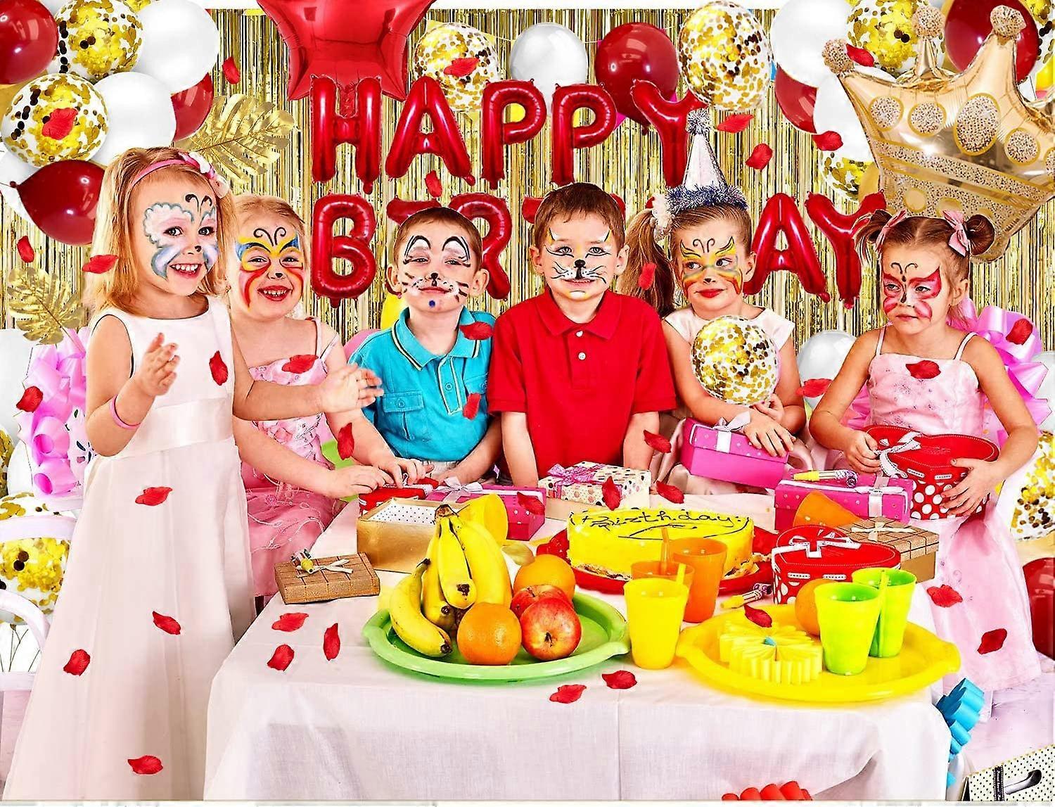 Red Gold Birthday Decorations, Red Party Decorations, White Gold ...