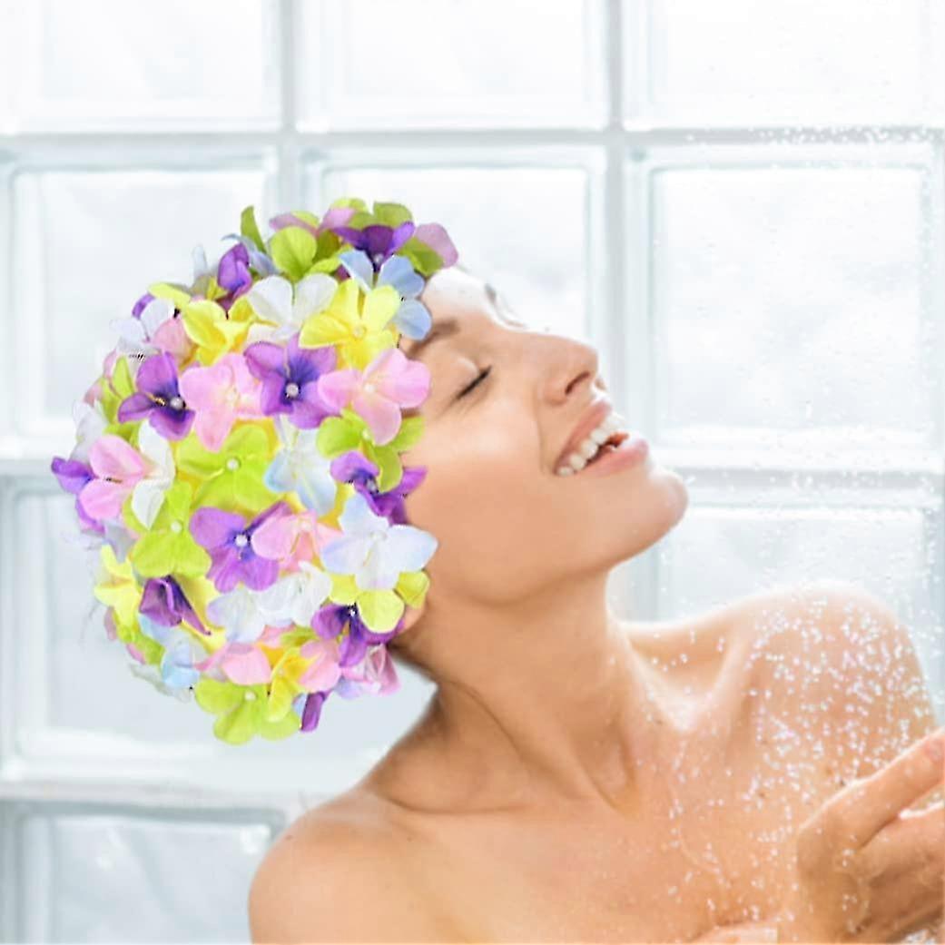 Blume Badekappe Blütenblatt Badekappen Für Frauen Haarpflege Kappe ...
