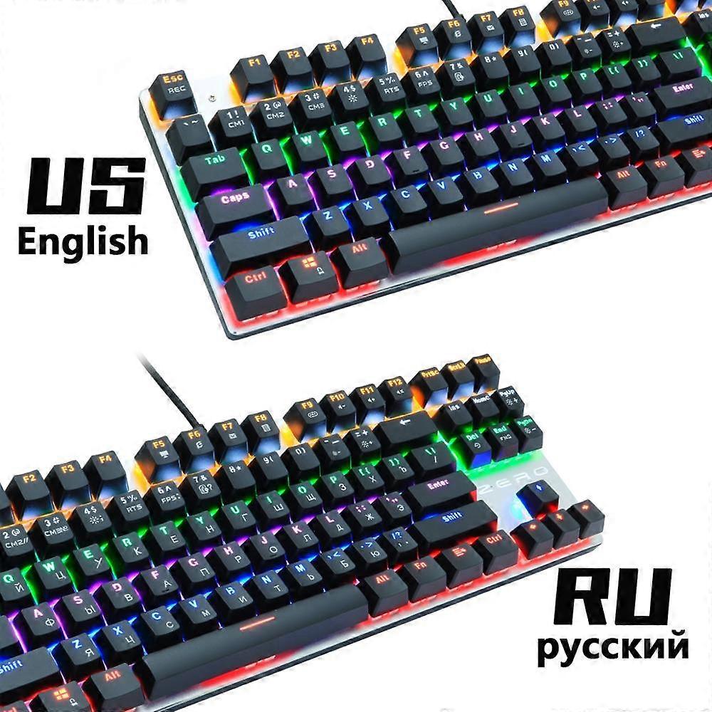 Metoo Gaming Mechanical Keyboard Game Anti-ghosting Russian/US Blue ...