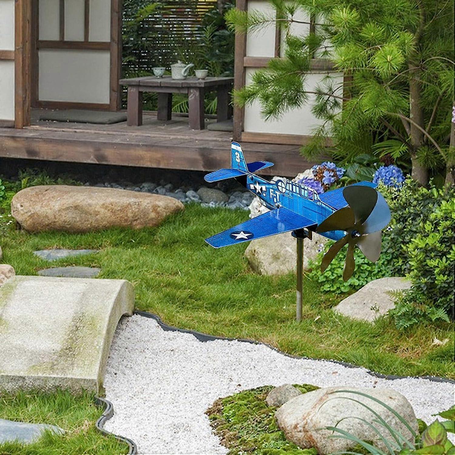 3D Wind Spinner Plane Metal Airplane Weather Vane Outdoor Roof Wind ...