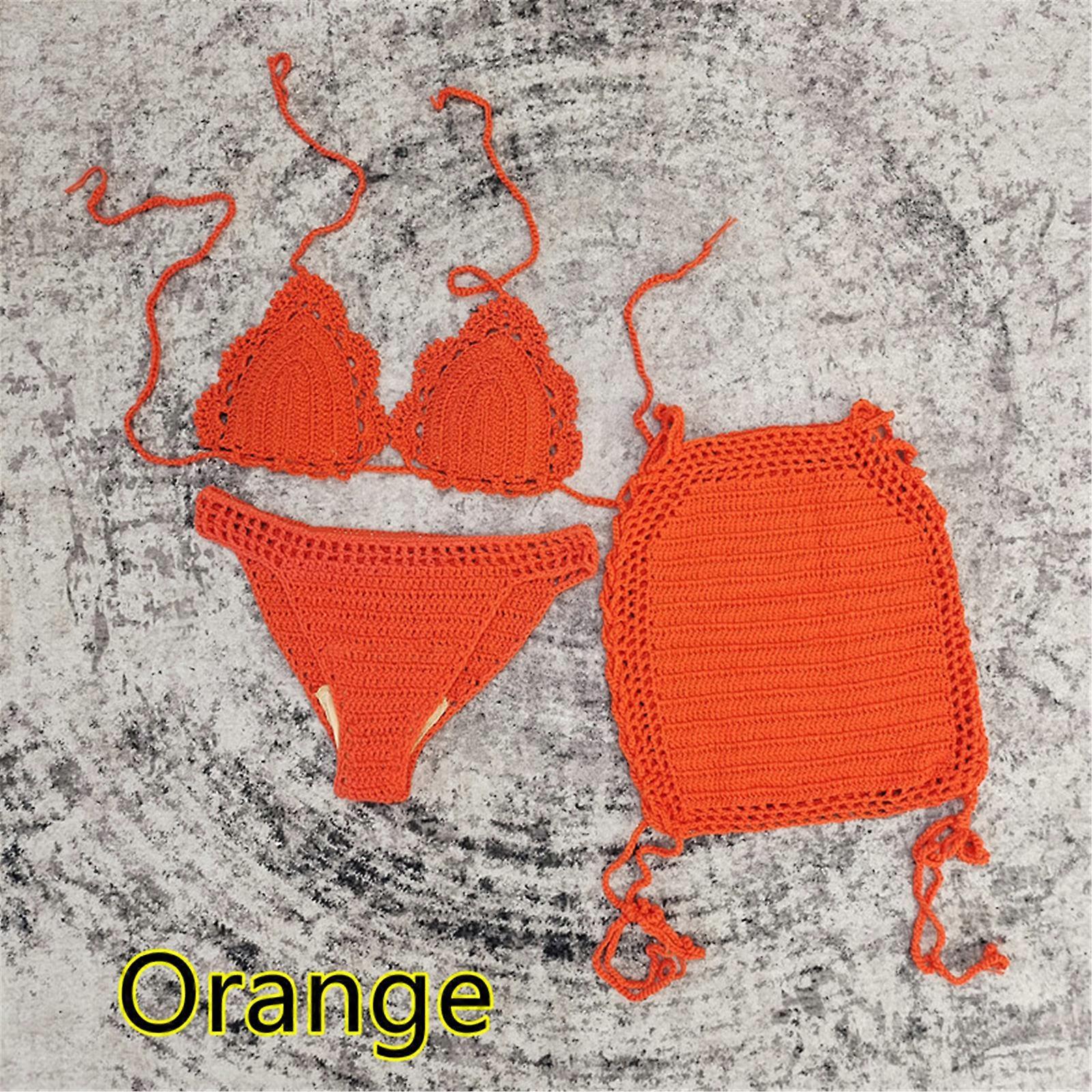 Hand Crochet Bathing Suit for Women Backless Swimwear Push Up Swimming ...