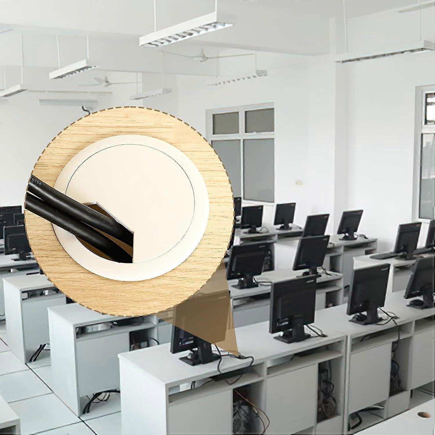 Set of 4 White Plastic Desk Cable Grommets 60 mm, Desk Cable Grommets ...