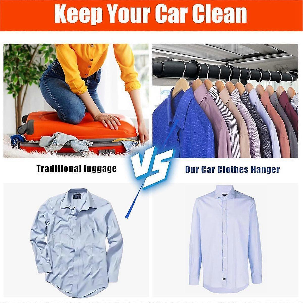 Car Clothes Hanger Bar, 30-63 Inches Expandable Heavy Duty Car Clothes ...