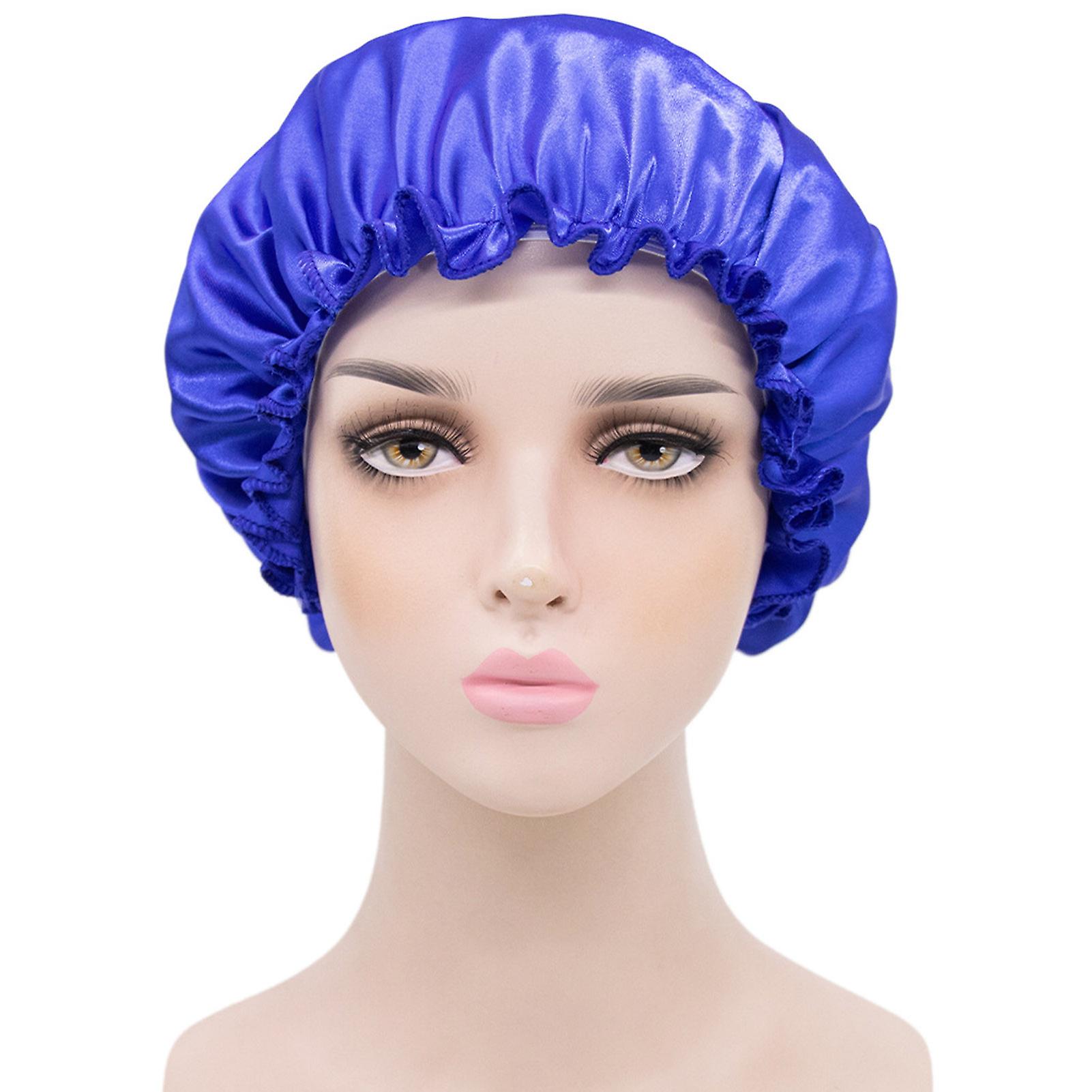 2pcs Single Layer Solid Color Shower Cap Reusable Elastic Shower Cap ...