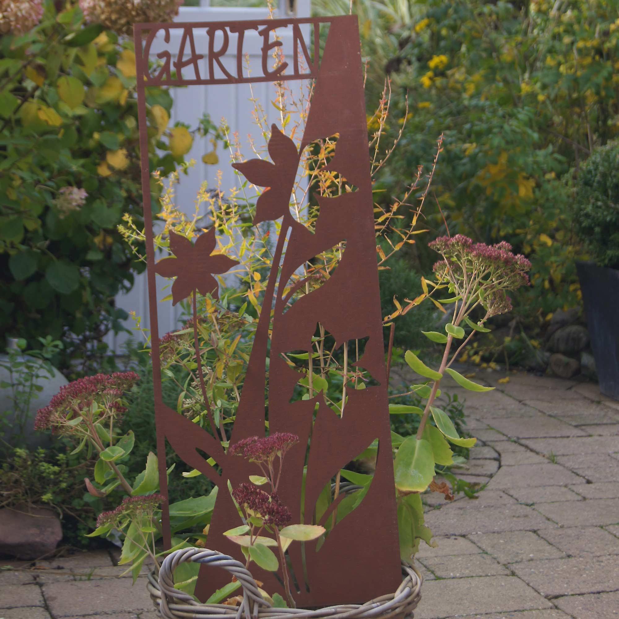 UNUS® Gartenschild Garten mit Blumenmuster in Rostoptik Gartendeko ...