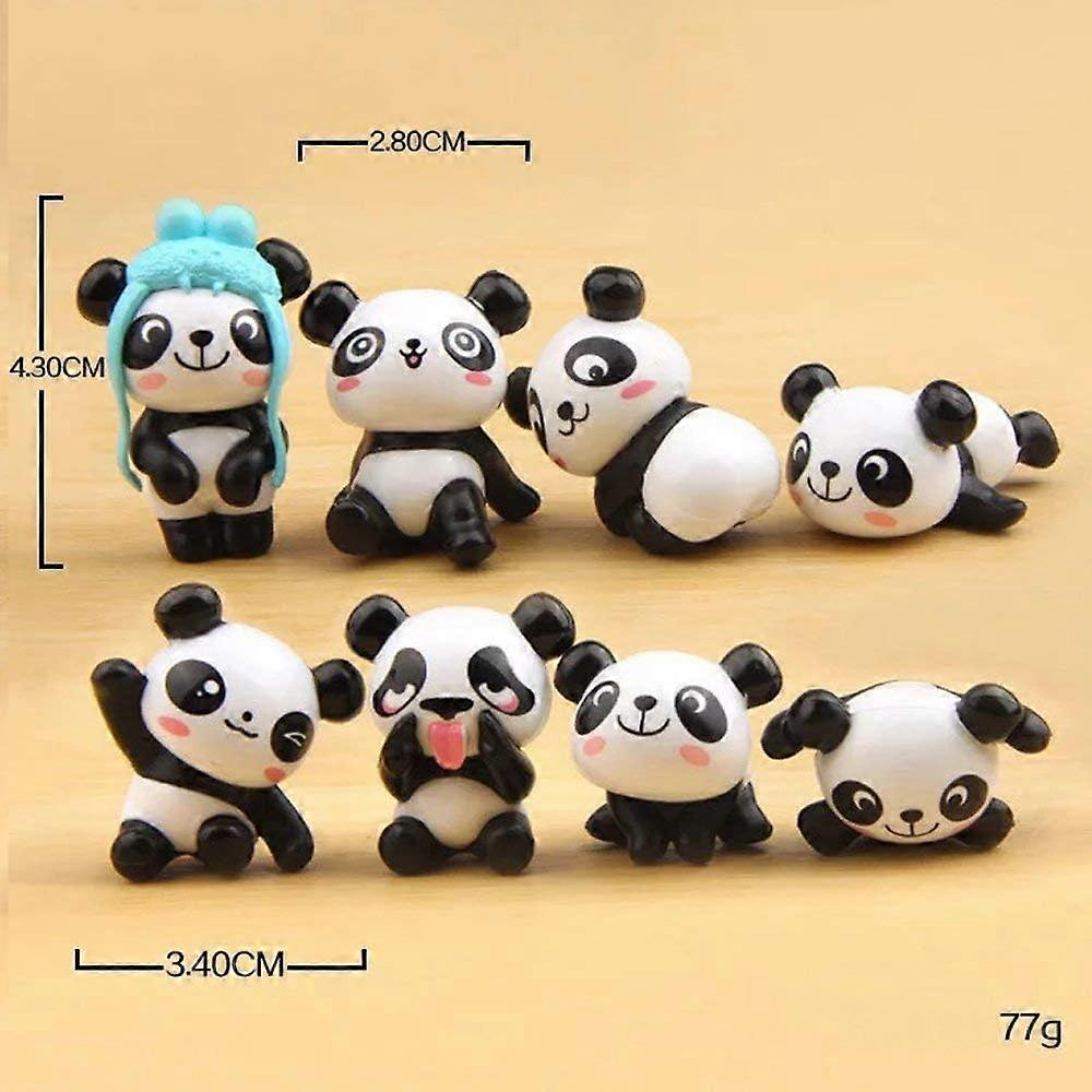 8 Pcs (1 Set) Cute Panda Toys Figurines Playset, Cake Decoration ...