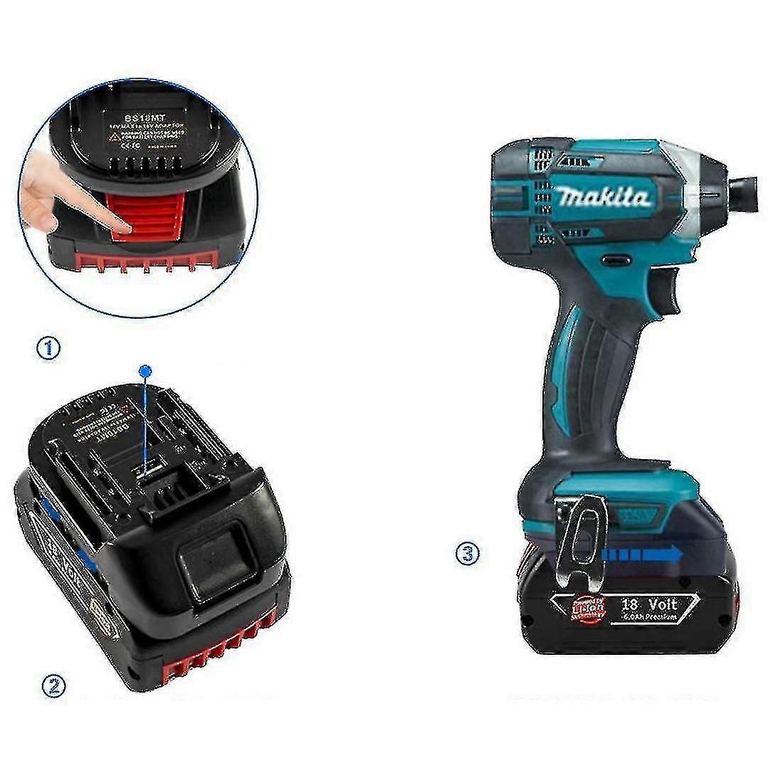 Bosch 18v Lithium Battery Converter Adapter To Makita 18v Bl18 Series ...