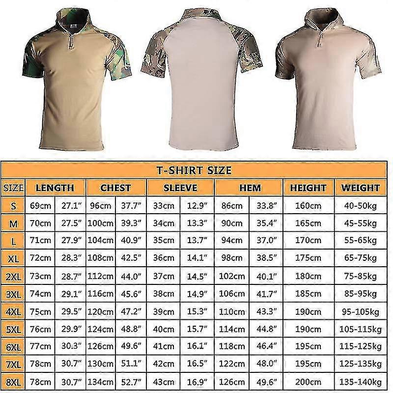 Men Camo Military Combat T-shirt Short Sleeve Tactical Shirt Airsoft ...