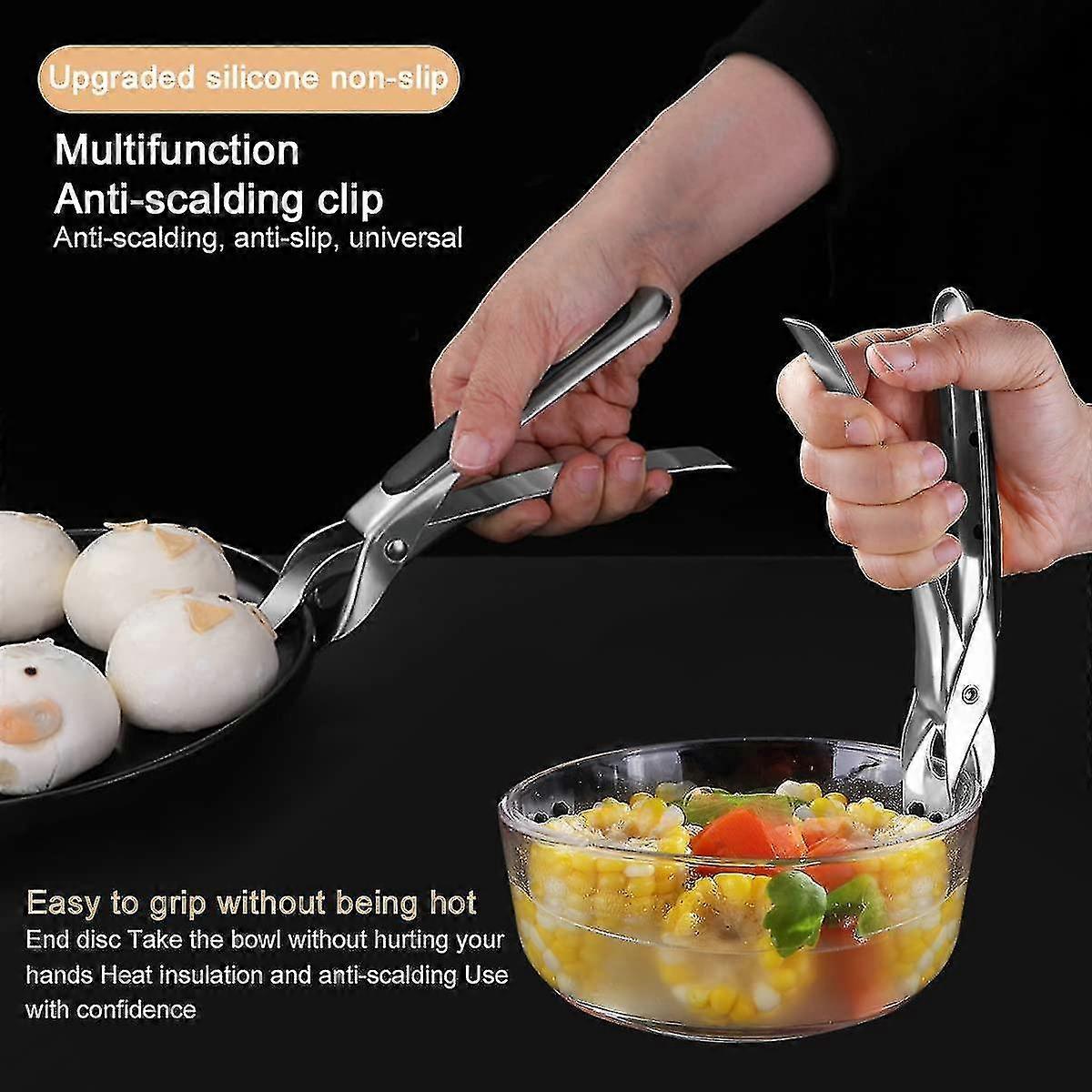 2pcs Plate Gripper Stainless Steel Dish Plate Clip Tong Air Fryer Pans ...