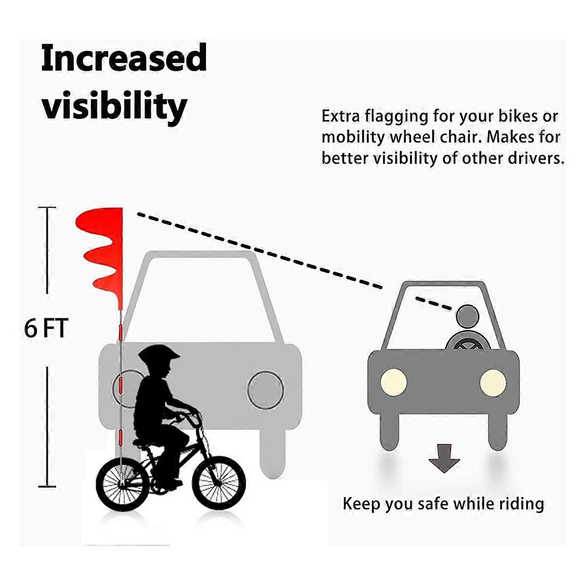 2 Pcs Bike Safety Flags Kids Bike Flag, Bike Trailer Flag Adjustable 6 ...