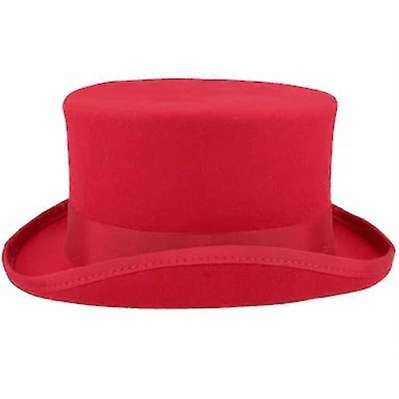 Mid Crown Red Top Hat Unisex Hat Steam Punk Hat Cylinder Wool Felt Top ...