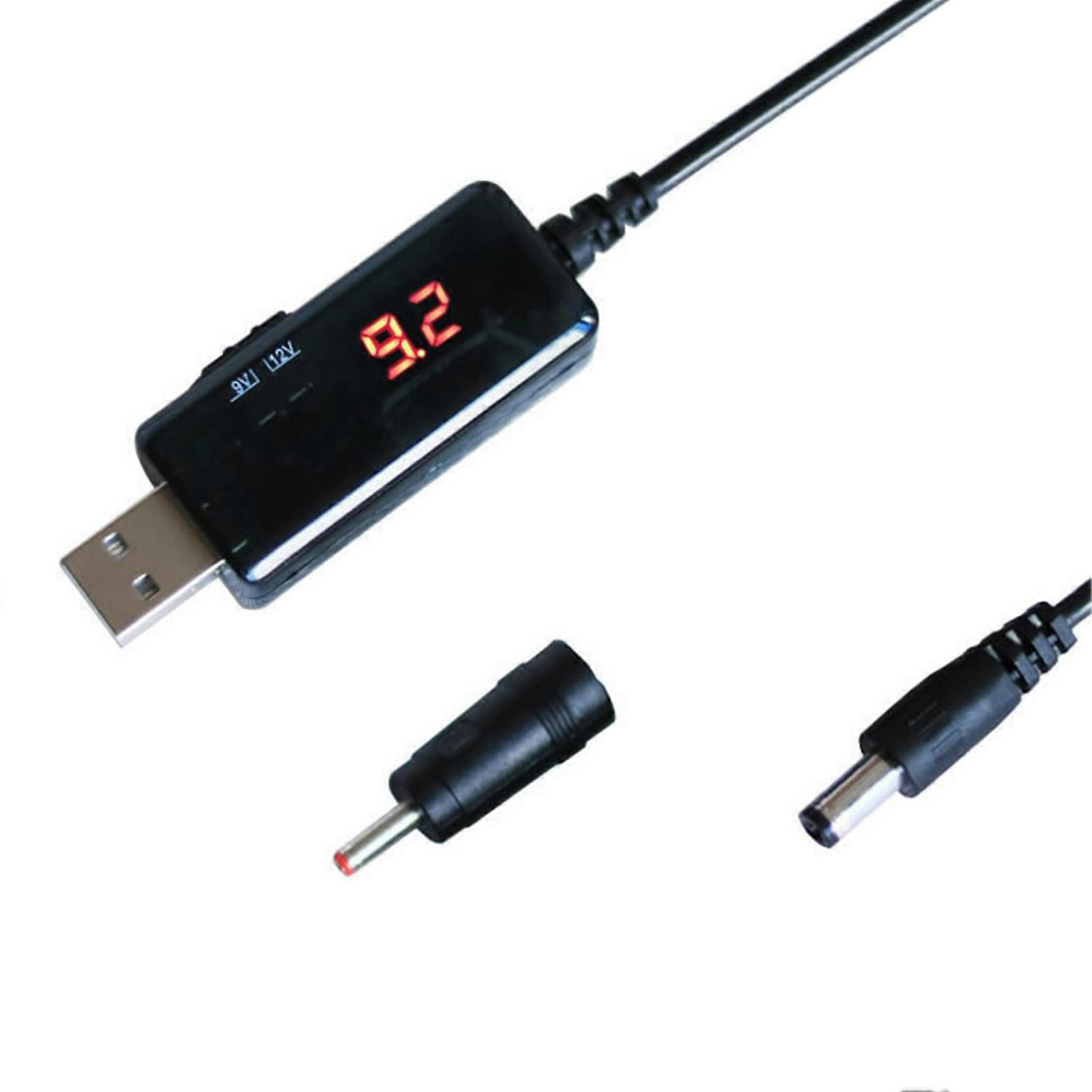 USB to DC Power Cable with DC5.5 to DC3.5 Adapter Voltage Increasing 5V to 9V 12V DC Jack ...