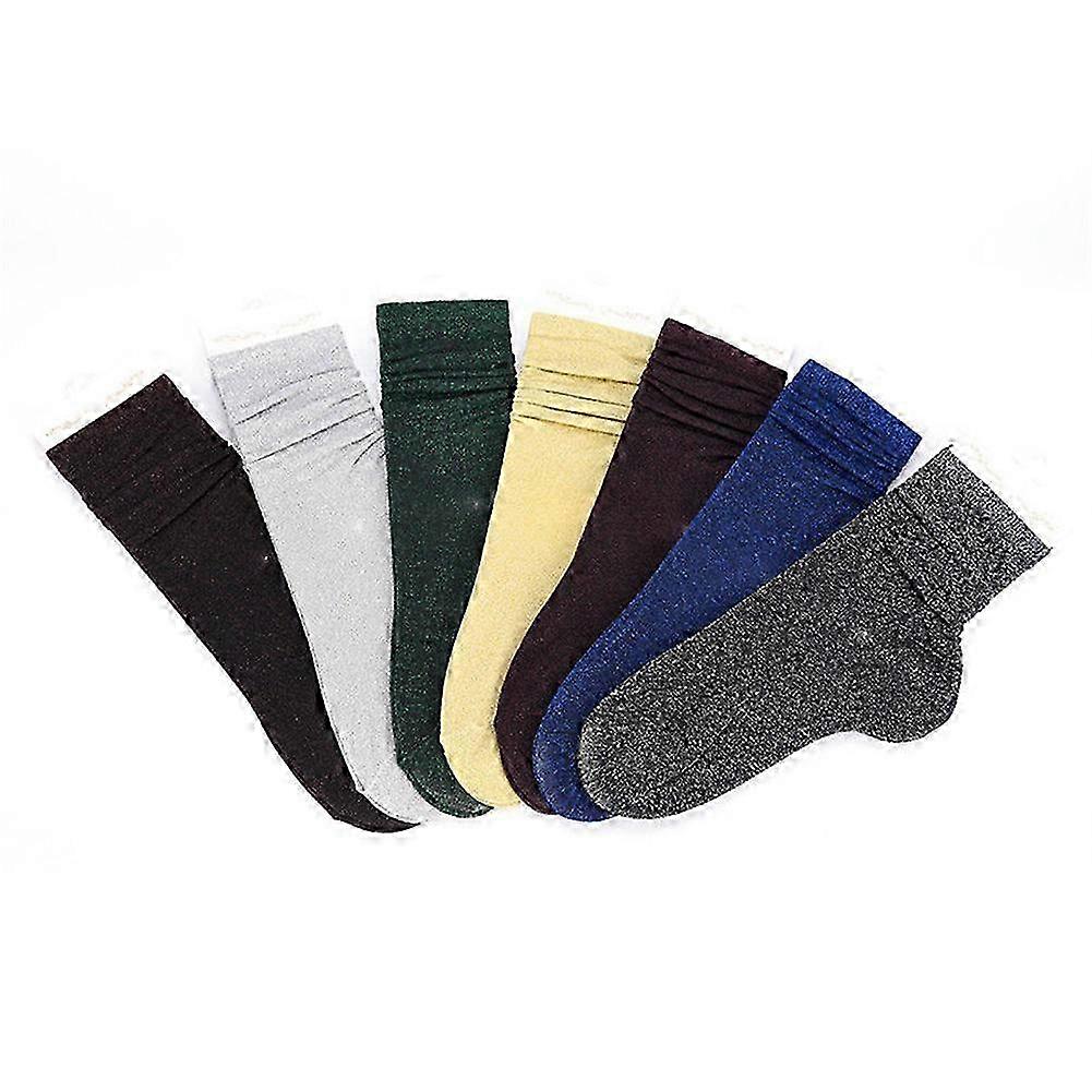 Fashion Women Glitter Shiny Socks Autumn Winter Solid Color Casual ...