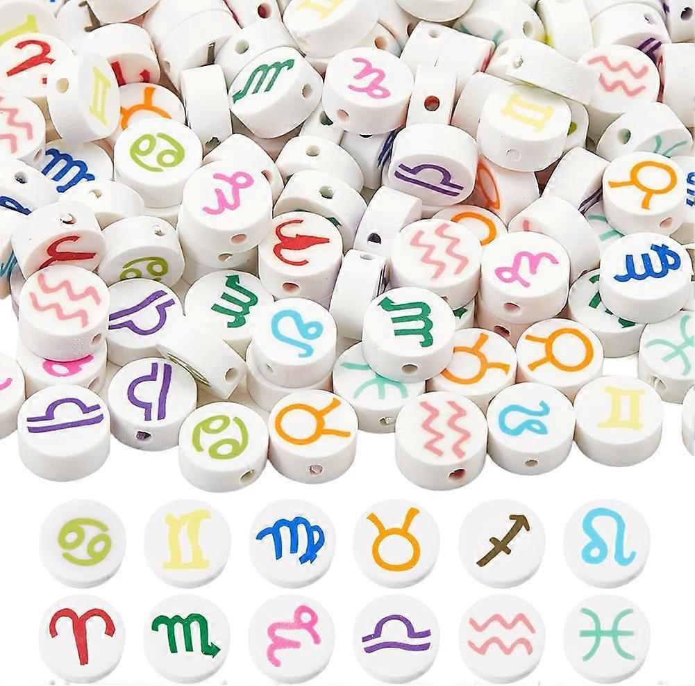 1 Box 192Pcs 12 Styles Zodiac Bead Constellation Beads Bulk White ...