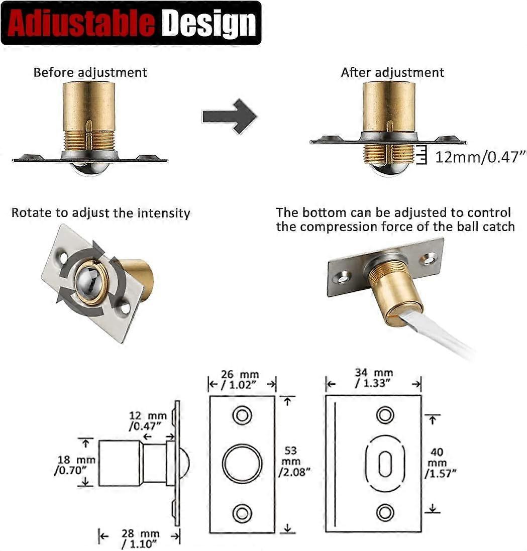 SBSG Closet Door Ball Catch Hardware, Stainless Steel Catch Adjustable ...