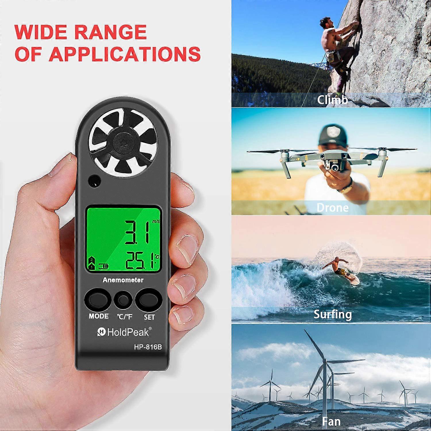 Handheld Anemometer Indicator Wind Speed Meter Air Flow Measurement ...