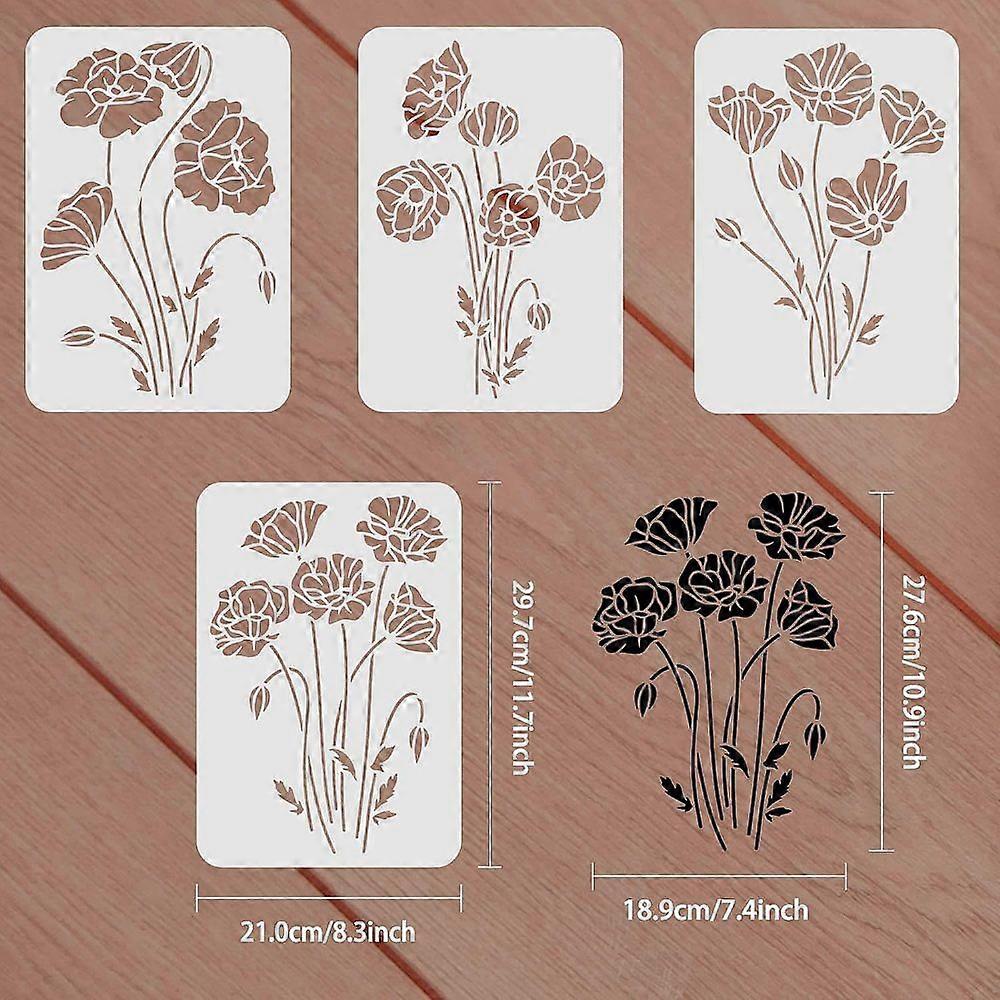 1Set 4PCS Flower Bouquet Stencil 29.7x21cm Large Wall Stencil ...