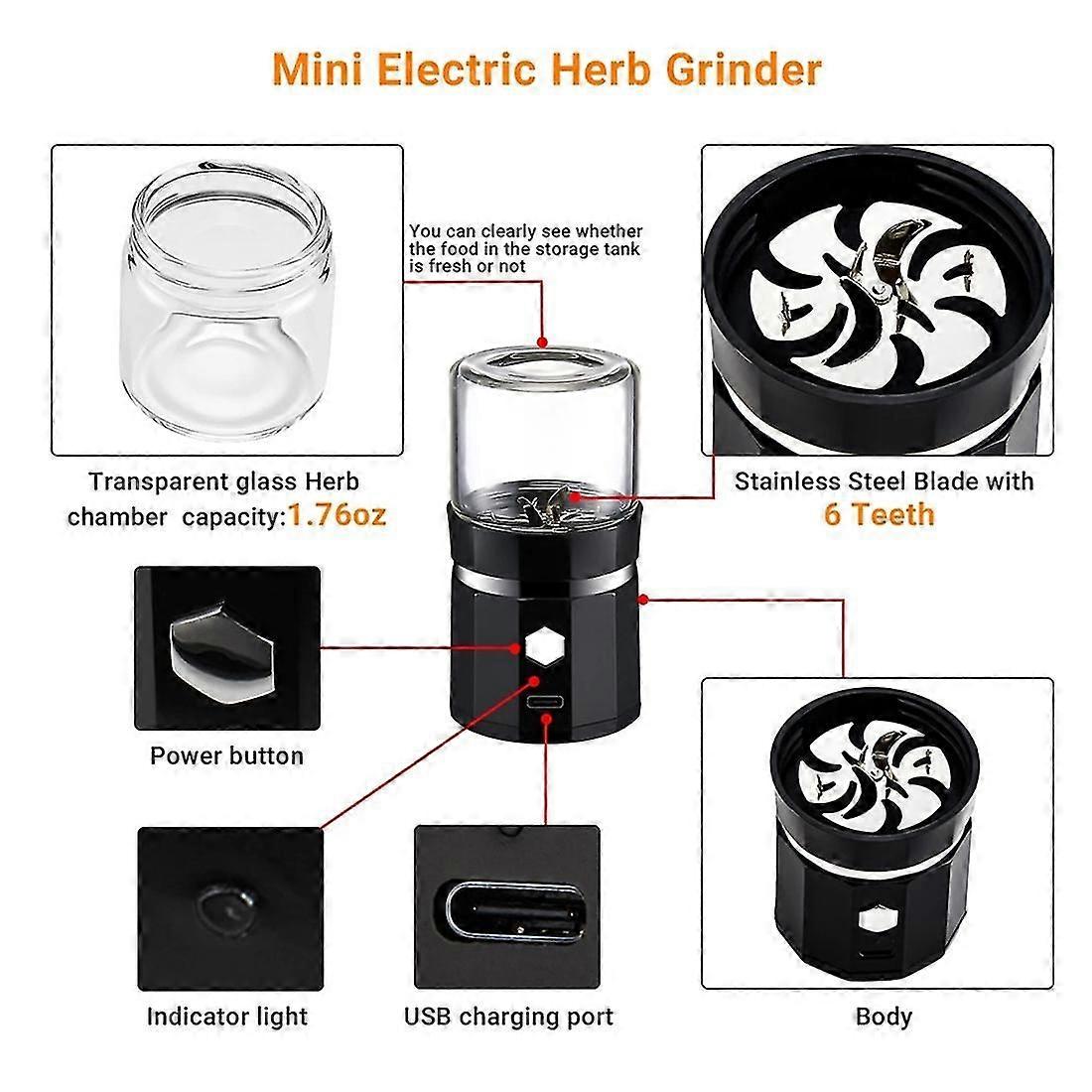 Mini Electric Grinder Portable Vanilla Grinder Usb Rechargeable With A Cleaning Brush For Herb ...