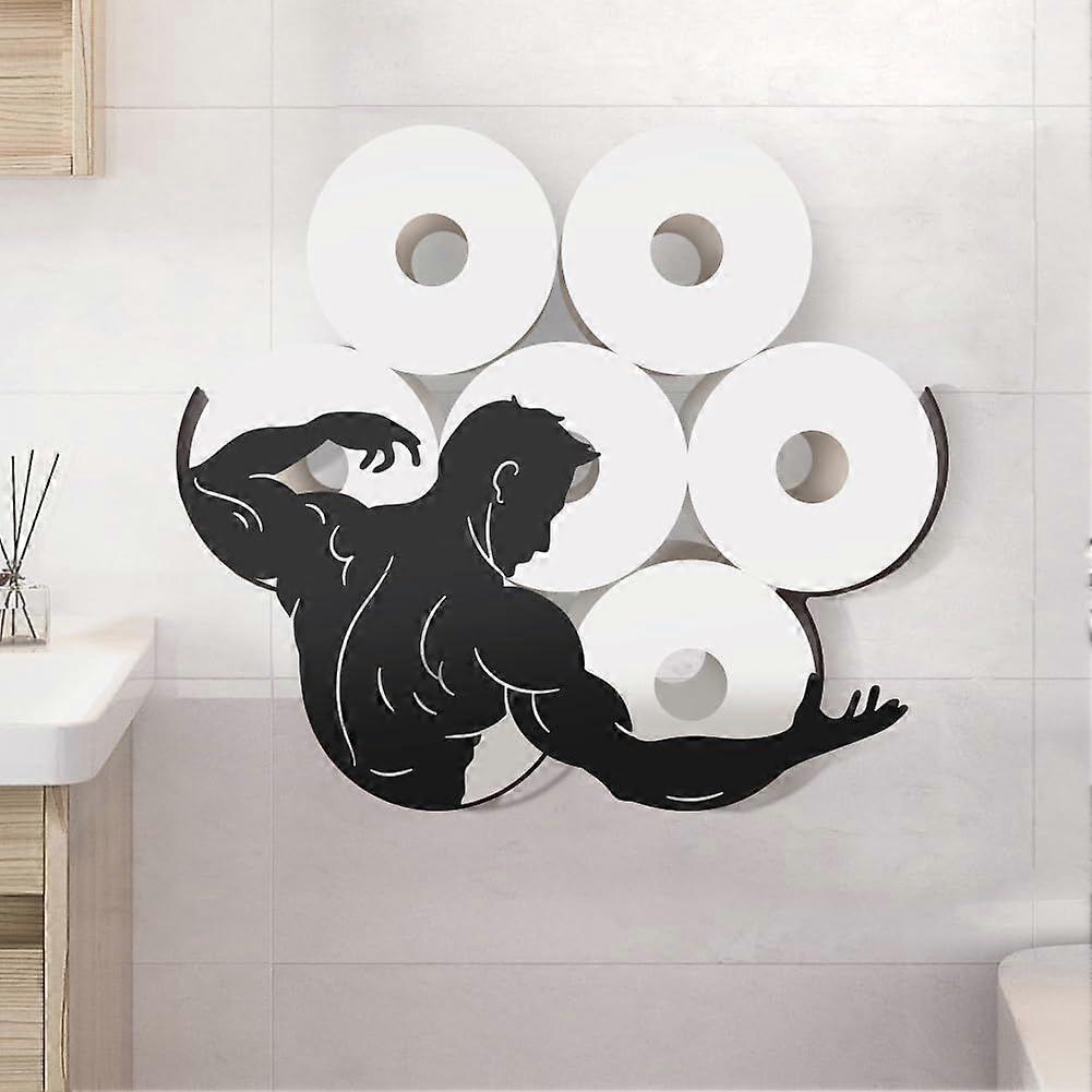 Black Funny Muscle Man Toilet Tissue Roll Holder Strong Man Toilet ...