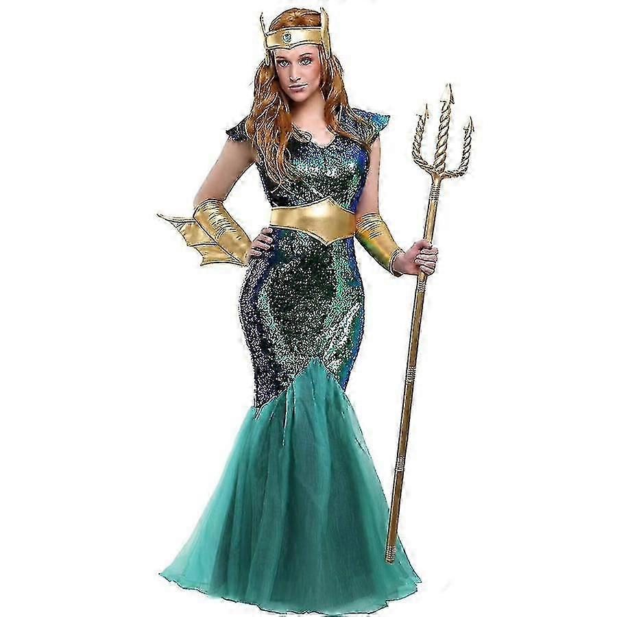 Ancient Greek Poseidon Cosplay Sea Siren Mermaid Queen Costume ...
