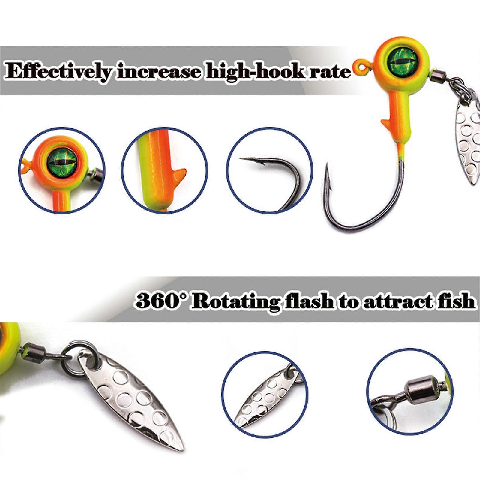 5Pcs Sharply Fishing Jig Hook Fishing Rotating Sequins Jig Lures Jig ...