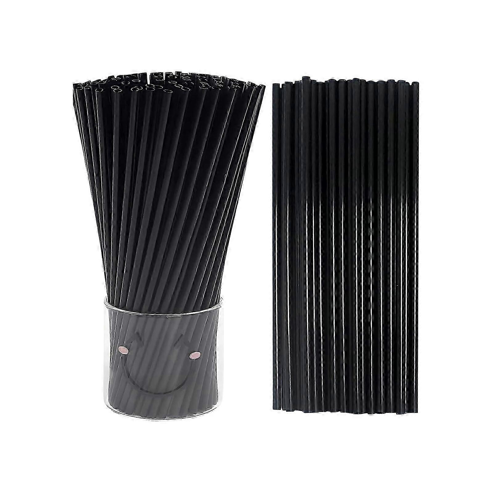 500pcs Plastic Straws Thin Tube Cocktail Water Flat Mouthed Straight ...