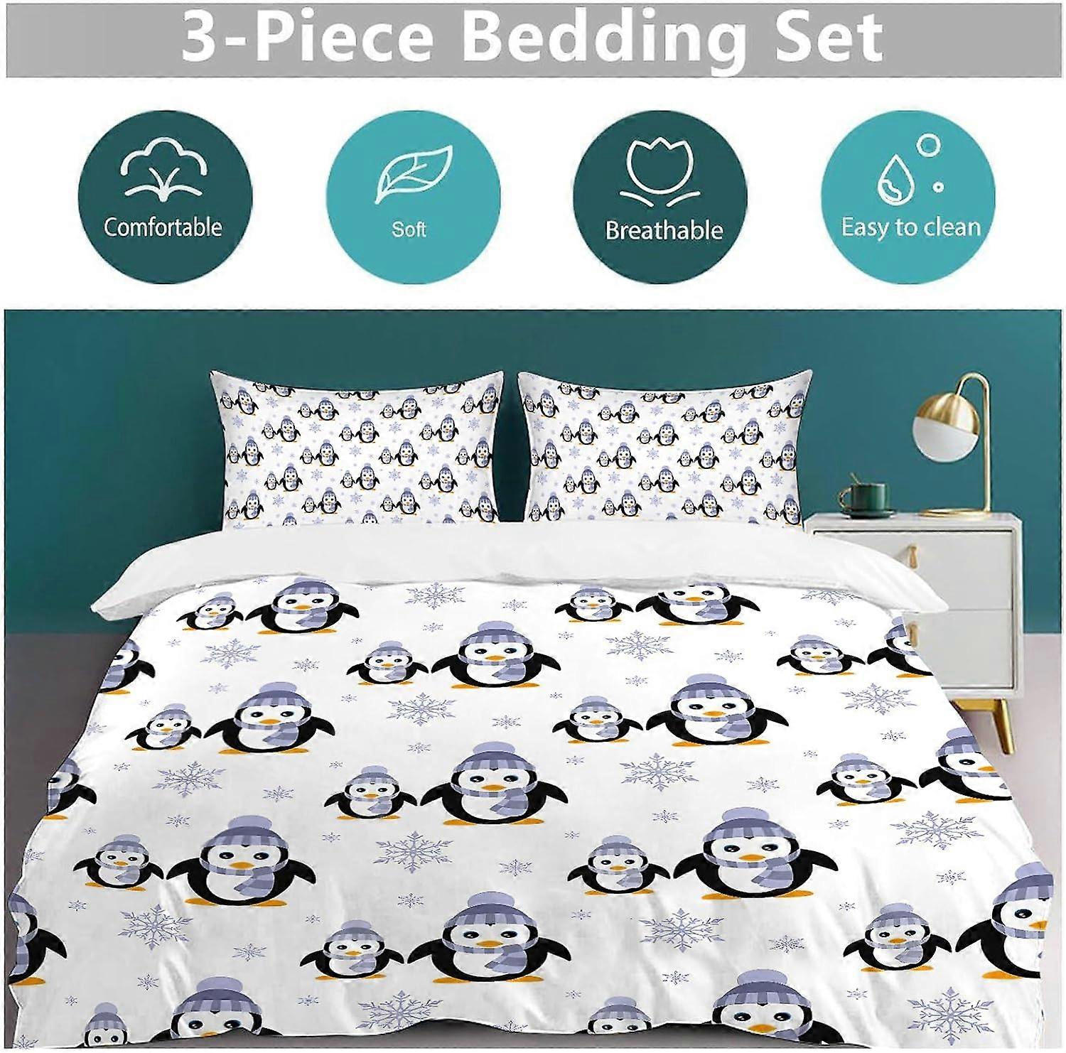 Cartoon Penguin Animal Theme Bedding Set for Bedroom Decor Twin Size ...