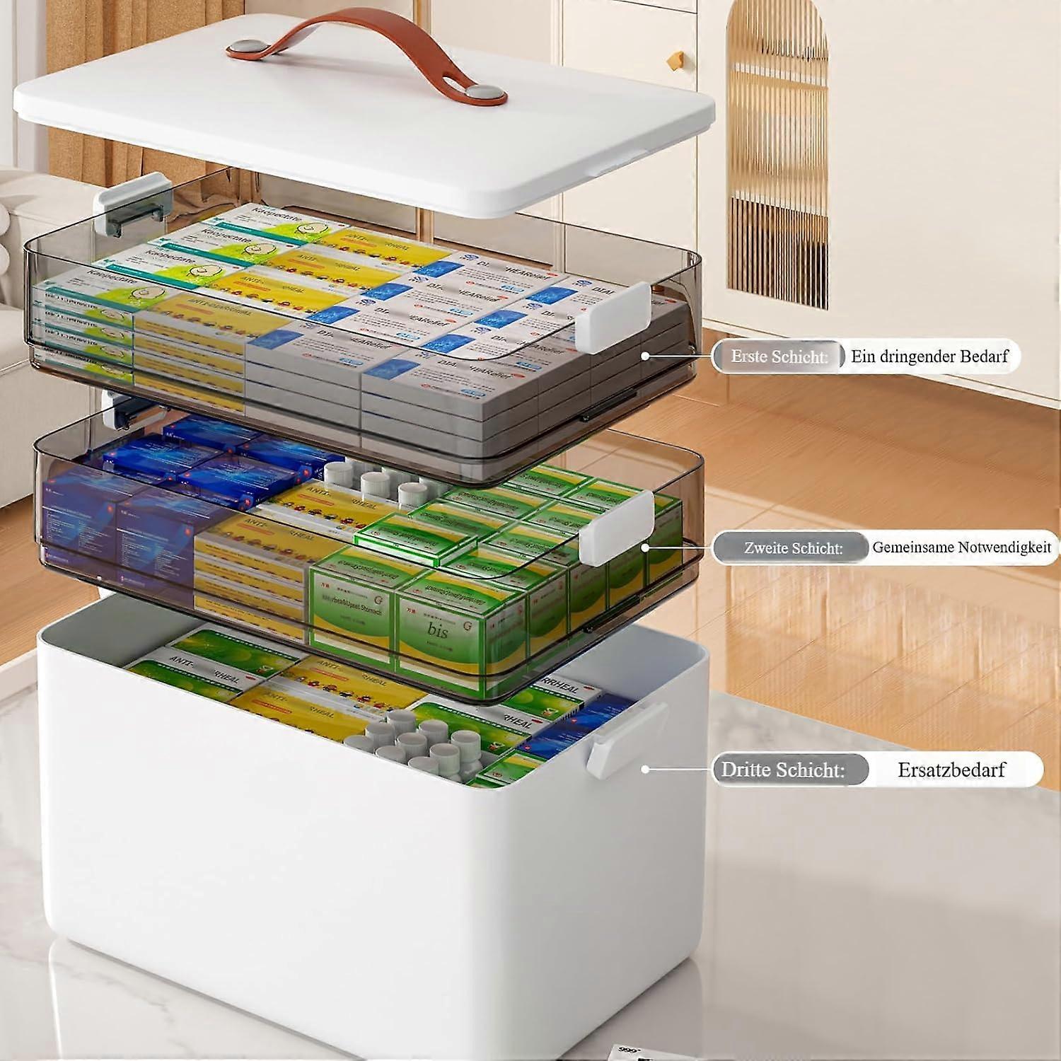 3Tier Medicine Storage, Household Medicine Box, MultiLayer with Carry ...