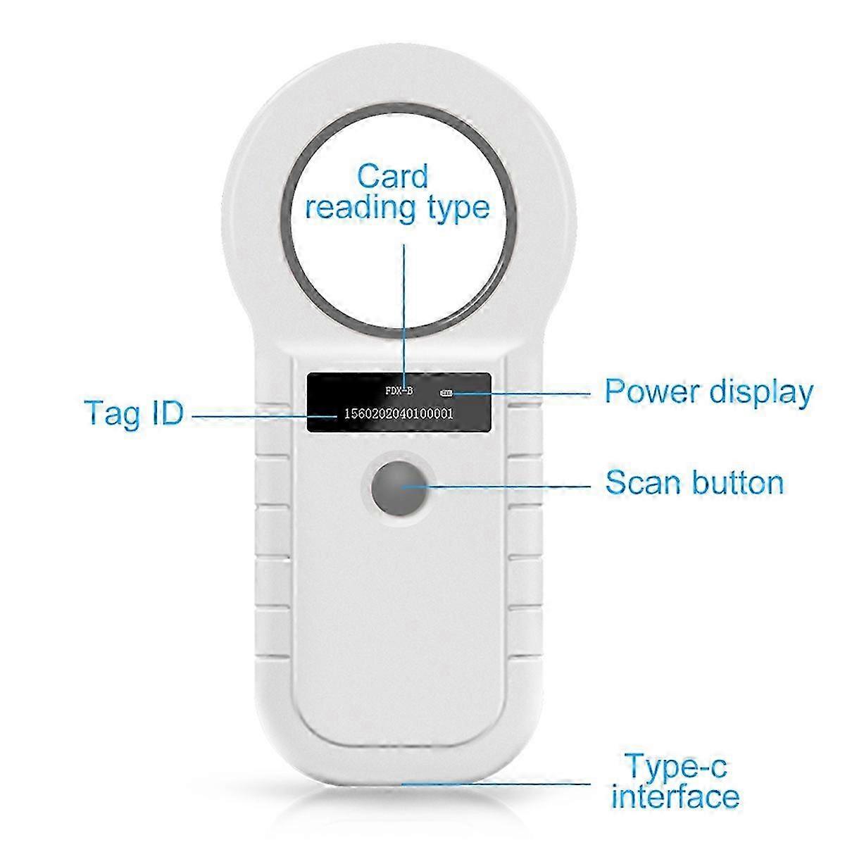 134.2KHz RFID Animal Chip Reader with 15-Digit Scanner for Pet ID and ...