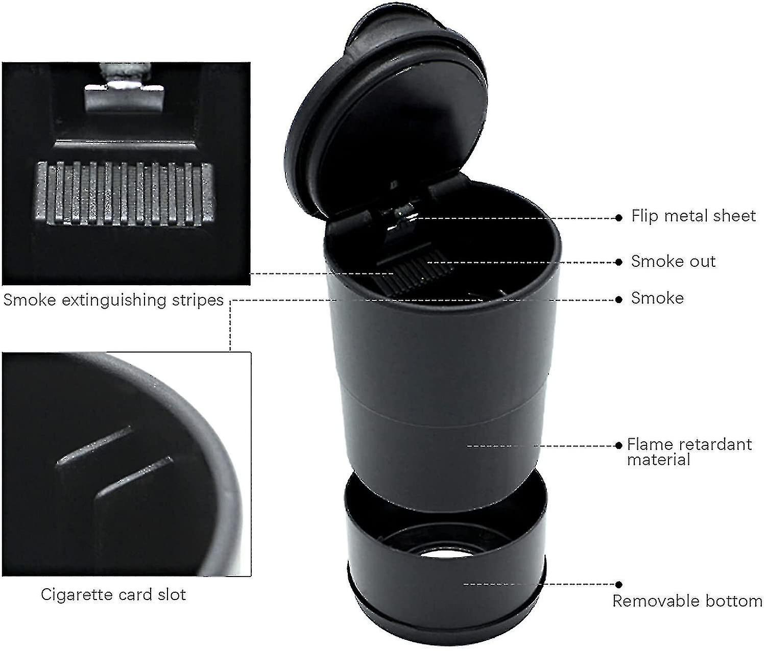Car Ashtray, Car Ashtray With Lid Portable Car Ashtray Smokeless Car ...