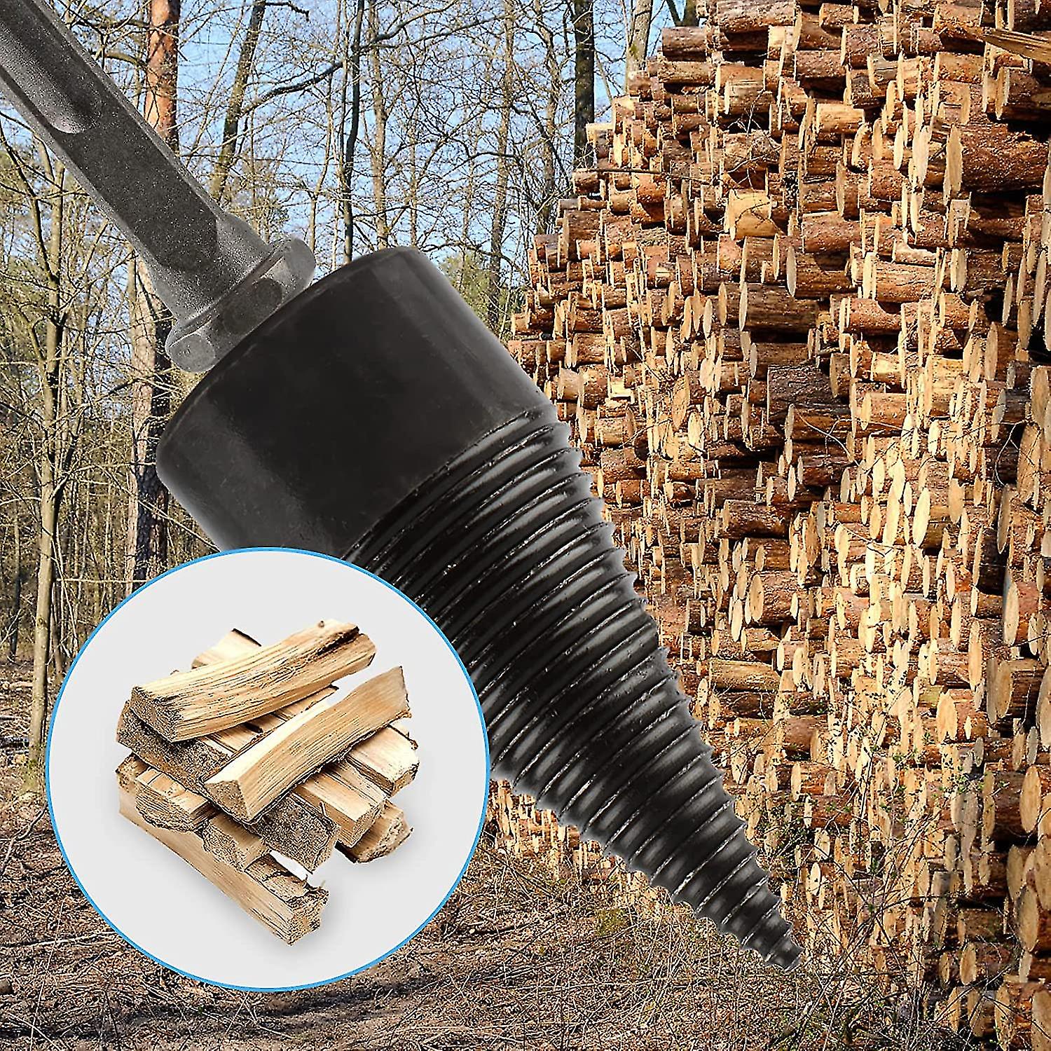 Log Splitter Screw Cone,Drilling Cone Log Splitter with 3 Drill Handles ...