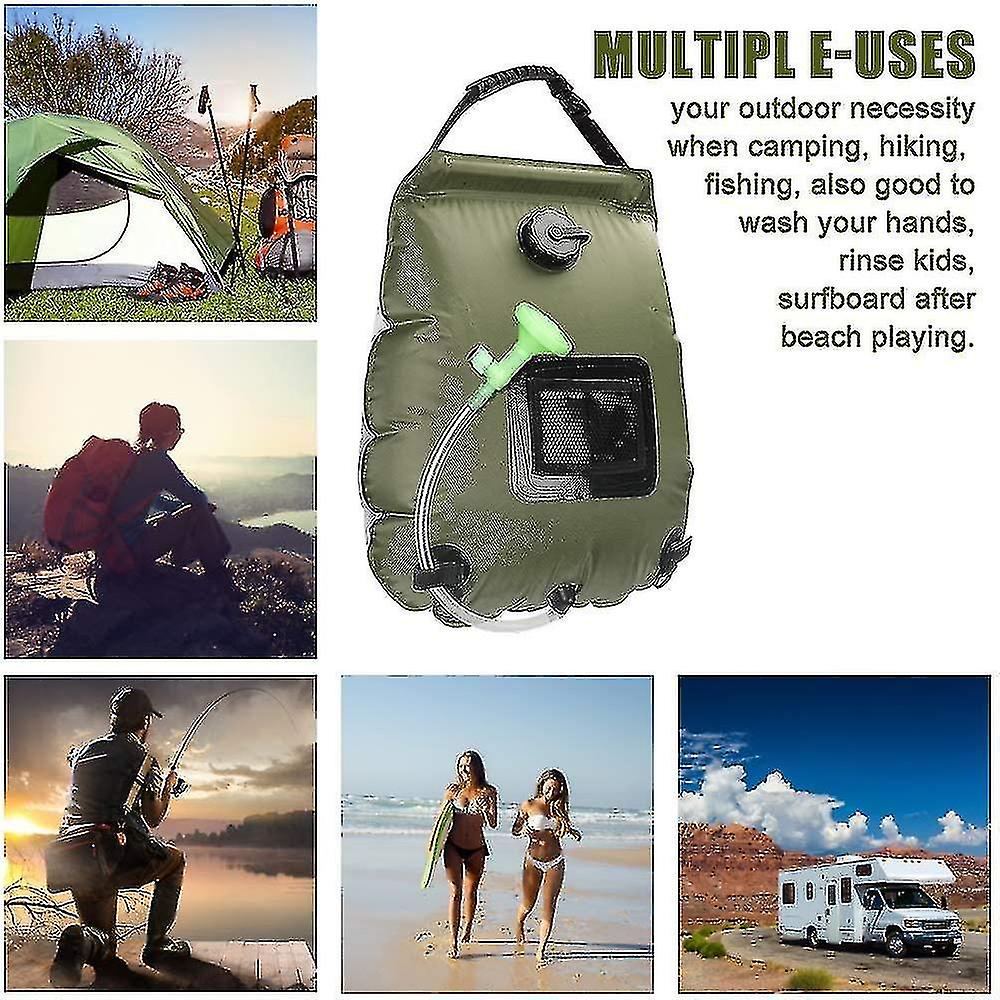 Solar Shower Bag, 20l Solar Camping Shower Bag Solar Heating Portable Water Bag Camping Shower ...