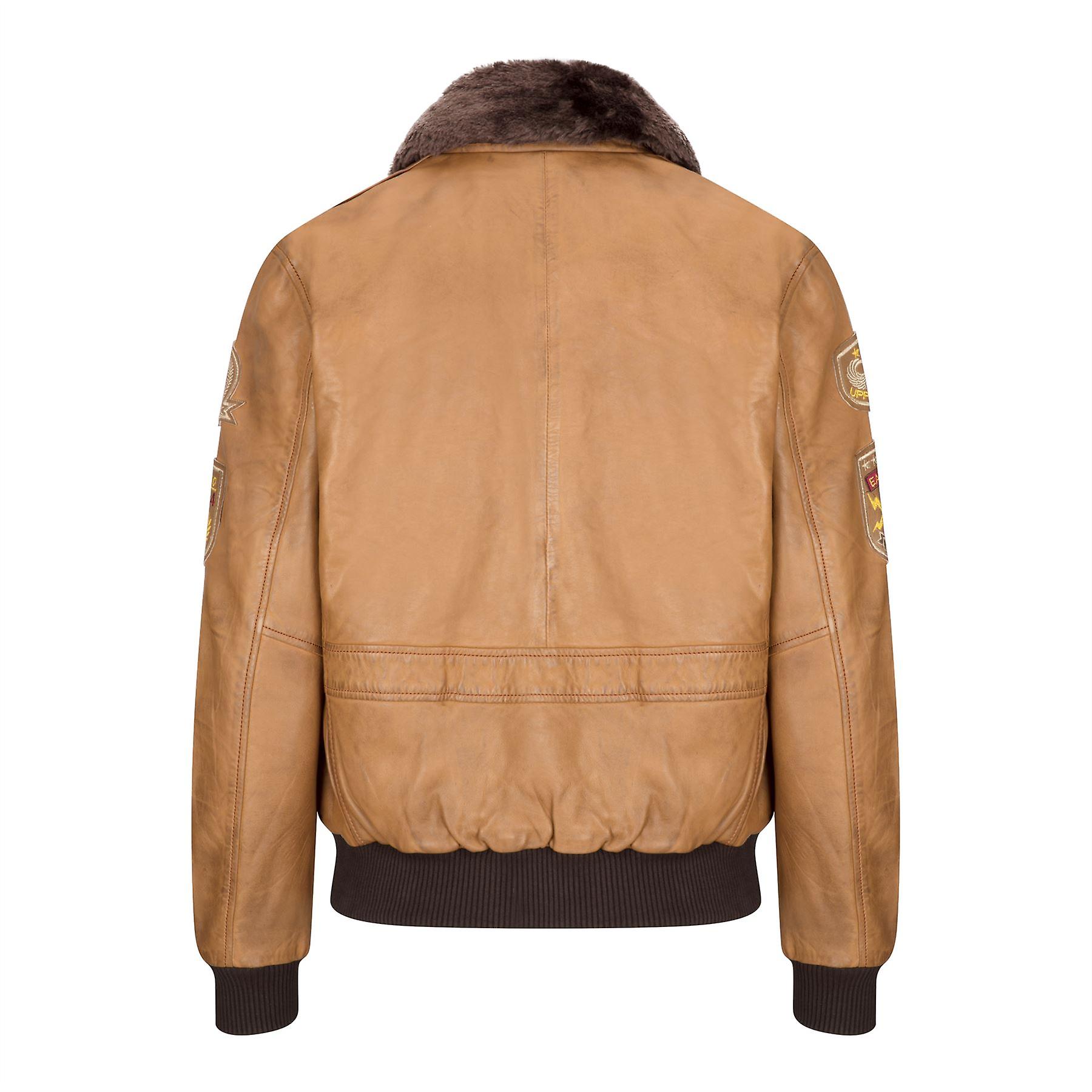 Men's Real Leather Bomber Jacket Aviator Flying Air Force Antique ...