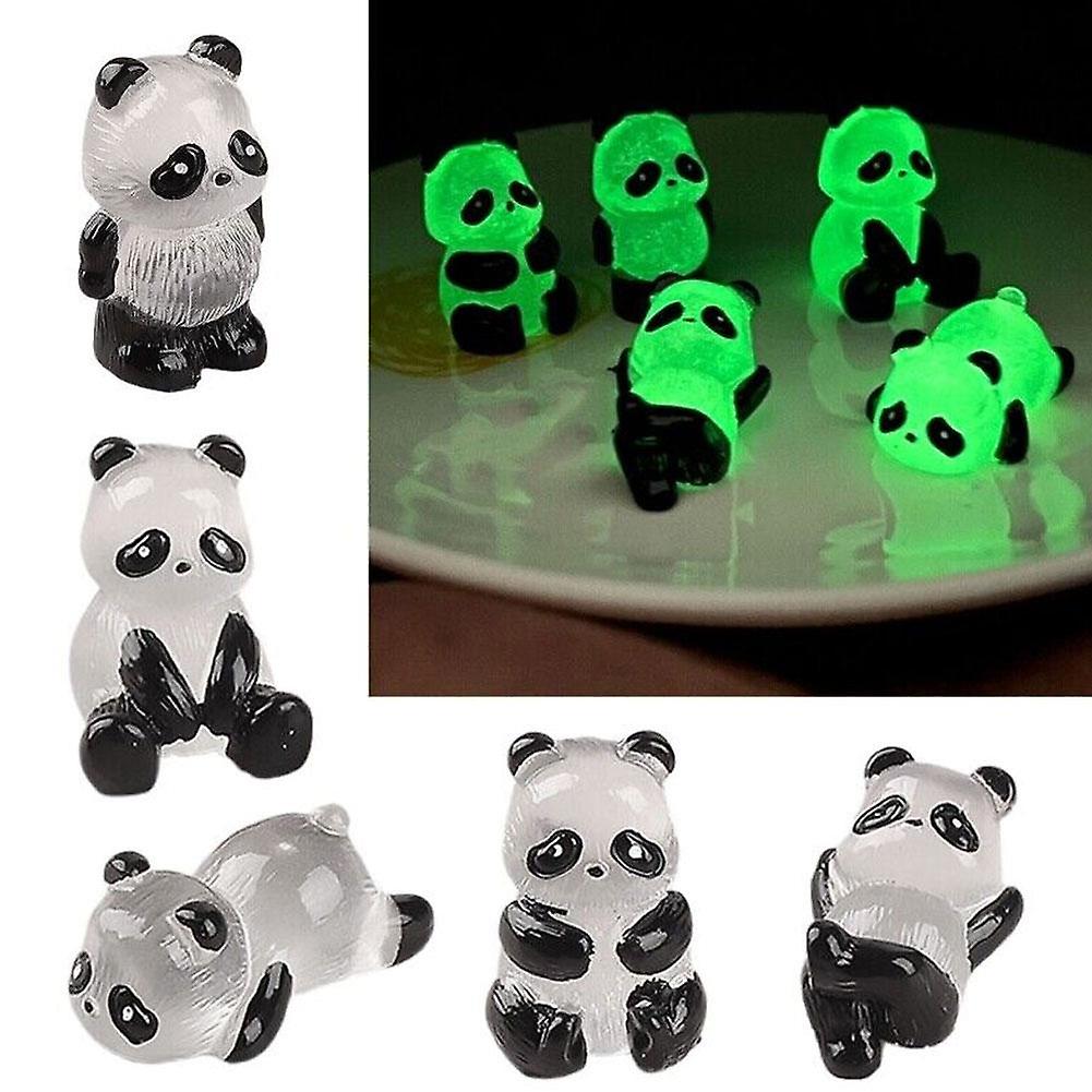 Cute Mini Luminous 3D Panda Resin Crafts Glow In The Dark Tiny Pandas ...