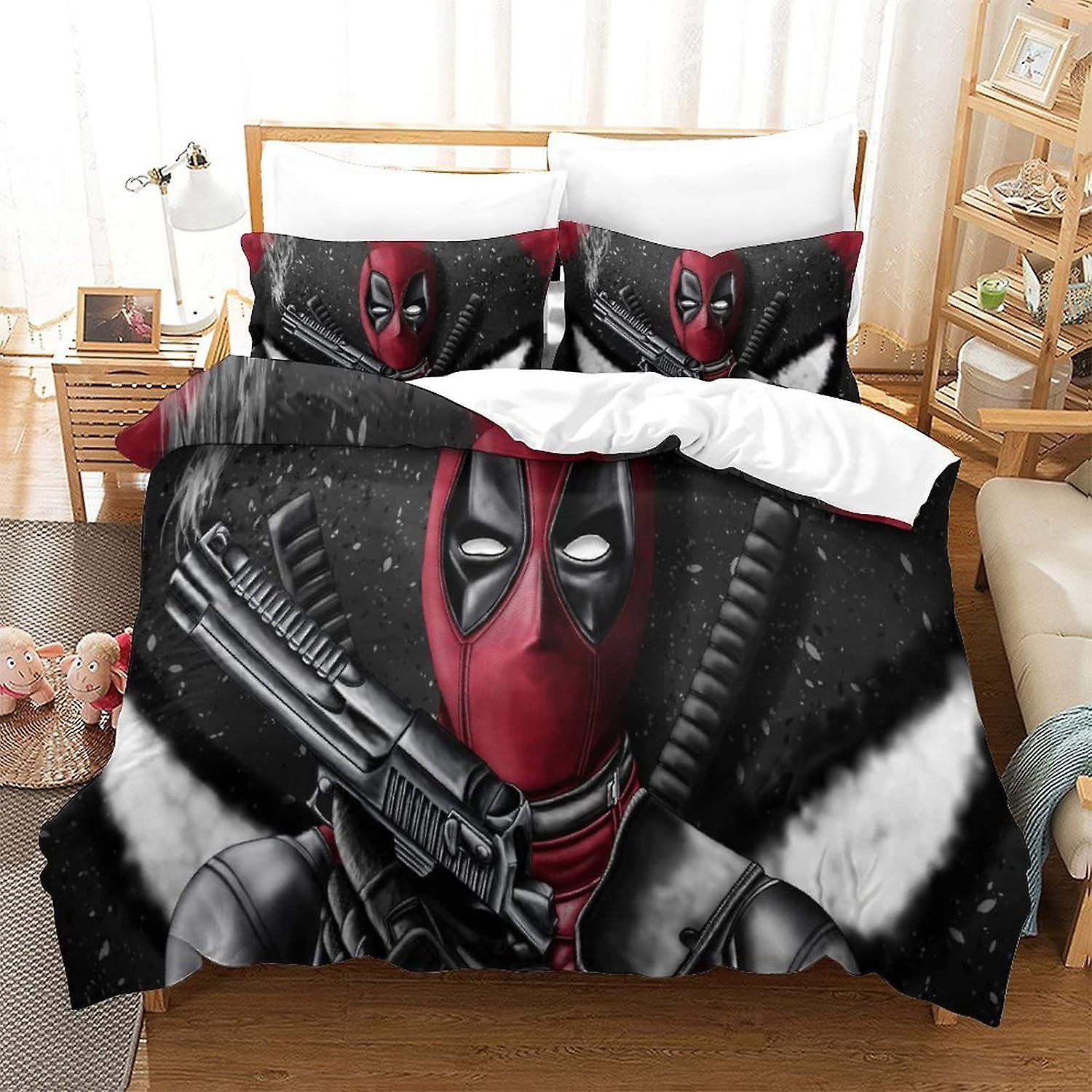 HOUKIG Bed Set Deadpool Superheroes with Duvet Cover And Pillowcase ...