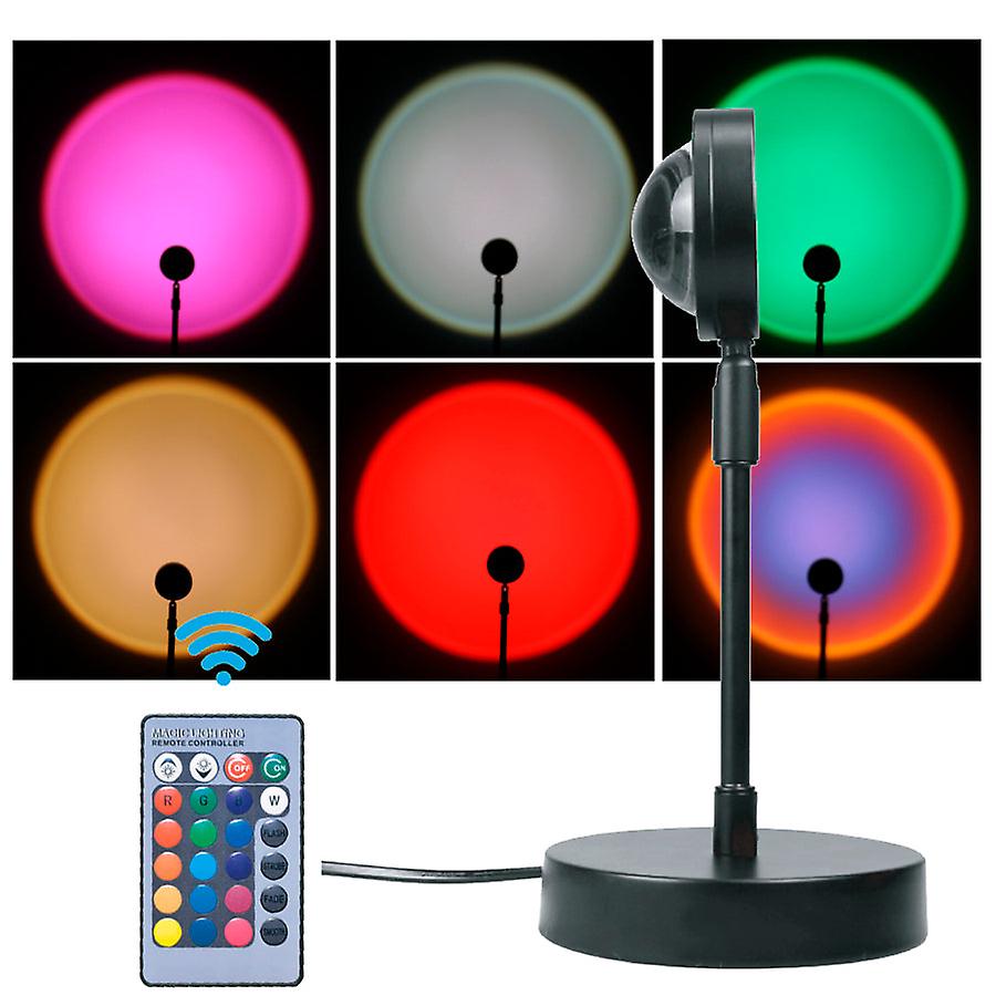 Remote Control Sunset Red Led Night Light Usb Sun Rainbow Projection ...