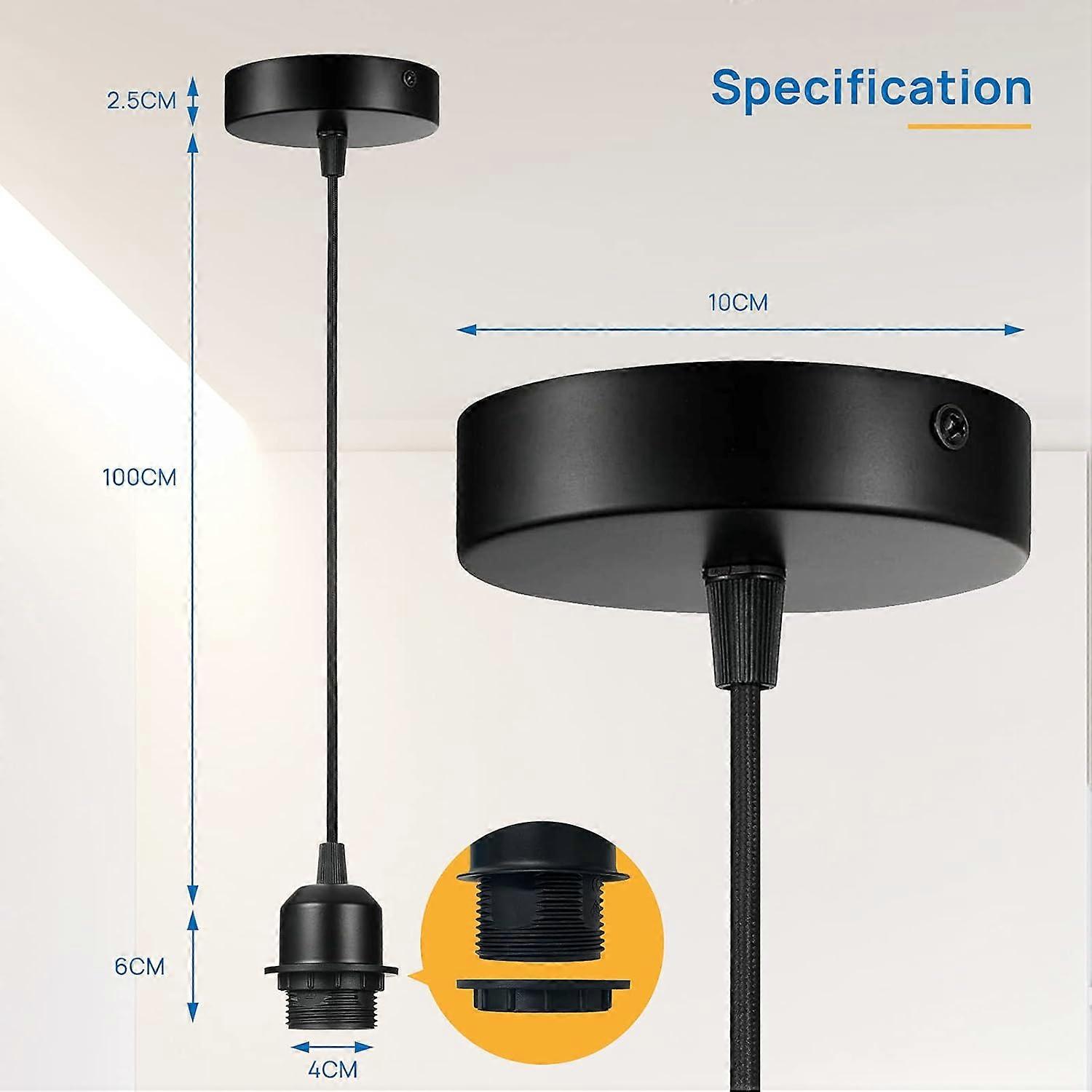 Lamp suspension E27 with screw ring, 100cm textile cable height ...