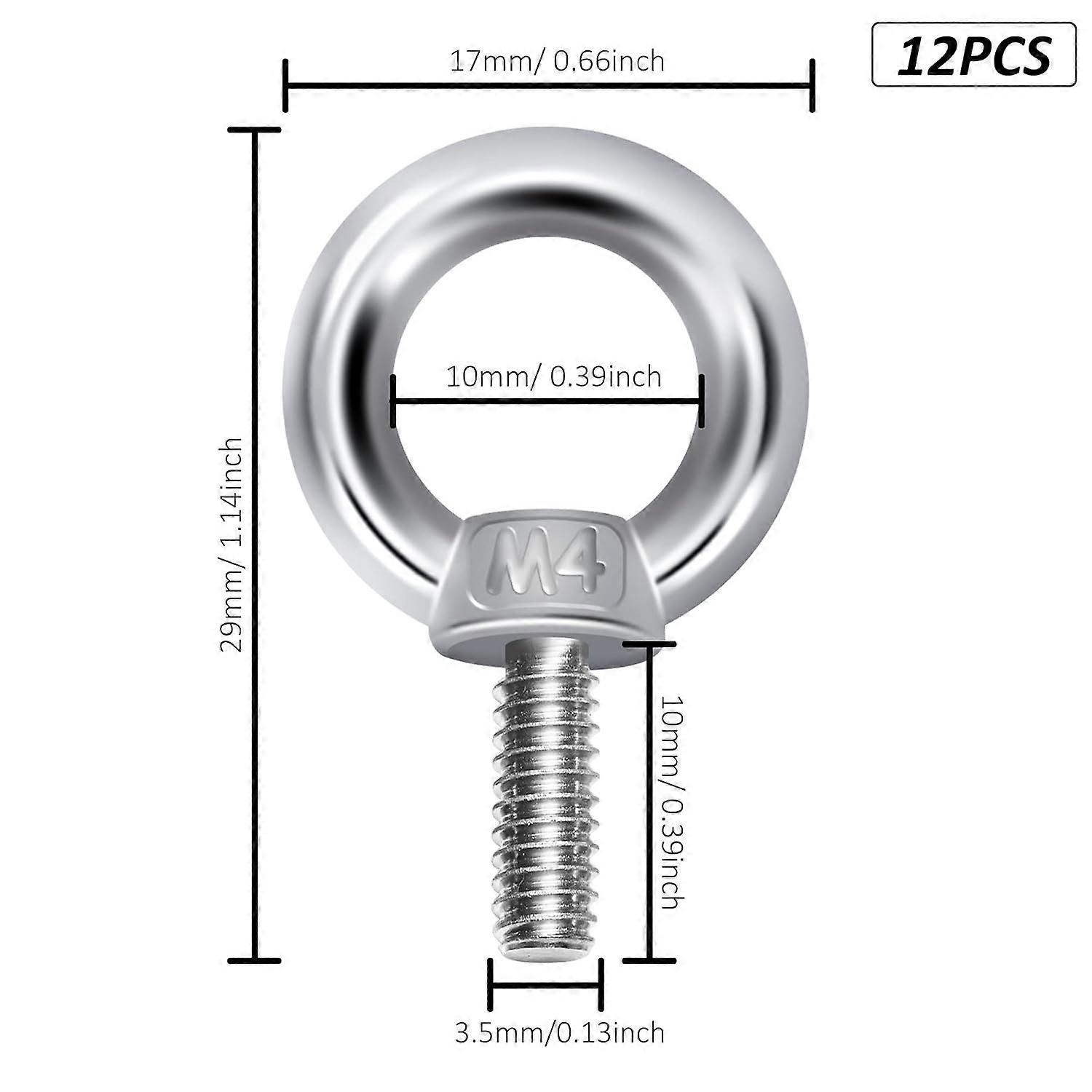 Eye Bolts M4 Eye Bolts Lifting Rings Threaded Rings Stainless Steel ...