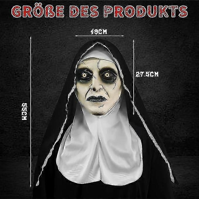 The Horror Scary Nun Latex Mask W/headscarf Valak Cosplay For Halloween ...