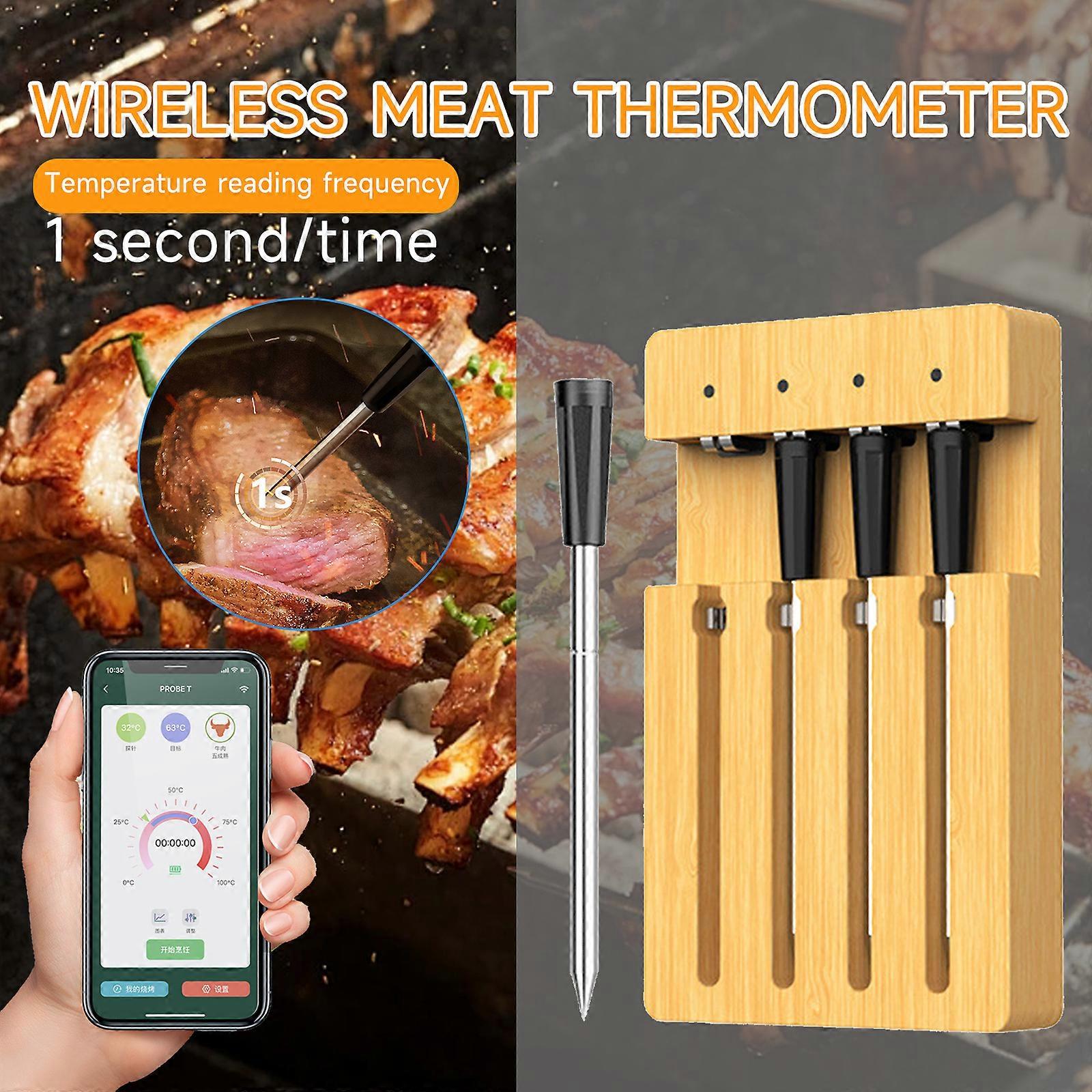 4 Probes 50m Long Range Smart Wireless Meat Thermometer with Bluetooth ...